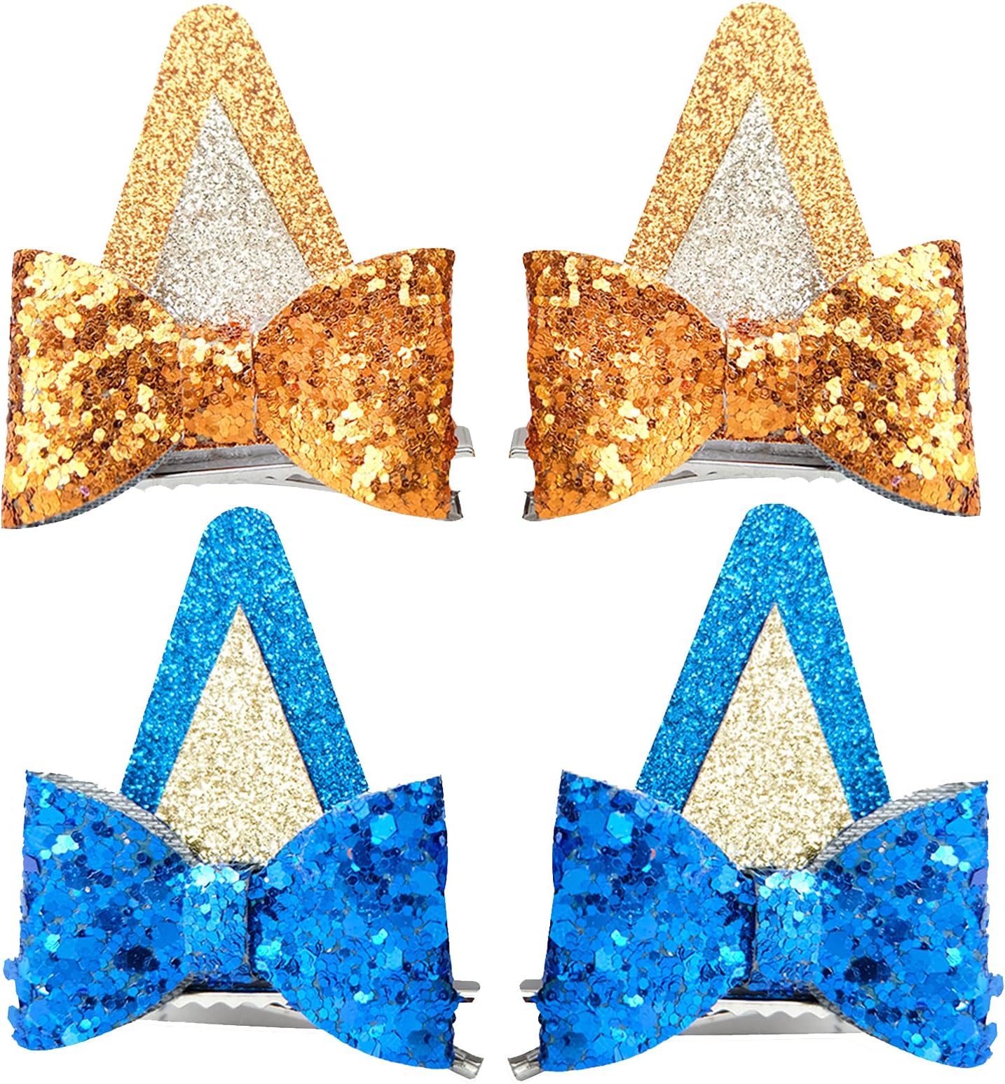 Amazon.com : 4Pcs Blue Dog Ears Hair Clips Kids Hair Bow Barrettes ...