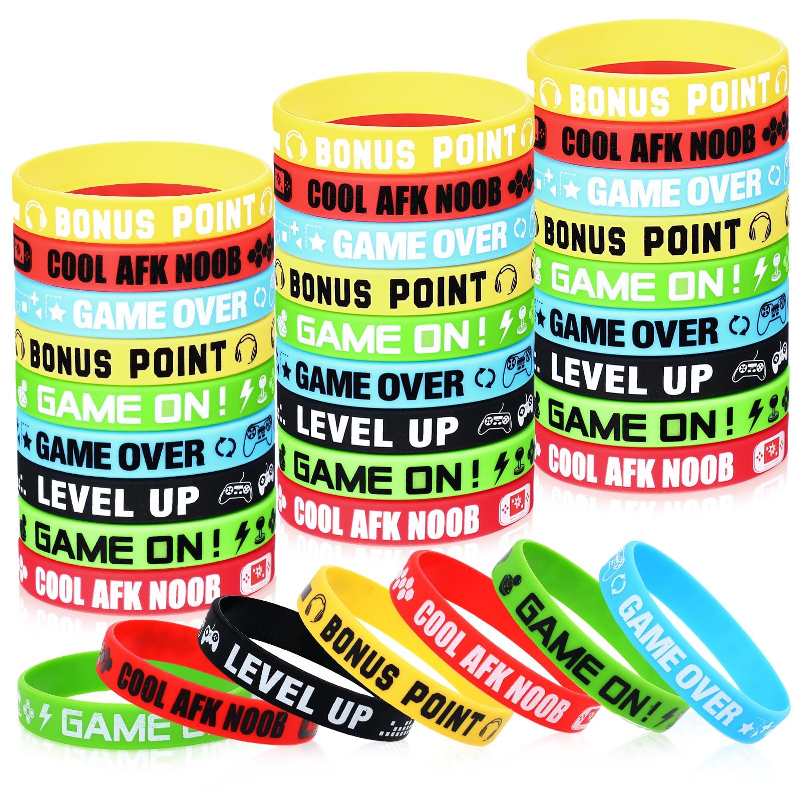 Amazon.com: Libima 36 Pcs Video Game Bracelets Gamer Party Favors Game ...