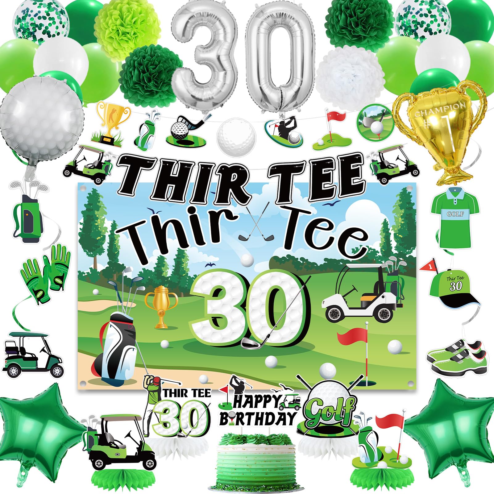 Amazon.com: Crenics Golf 30th Birthday Decorations - 30th Birthday ...