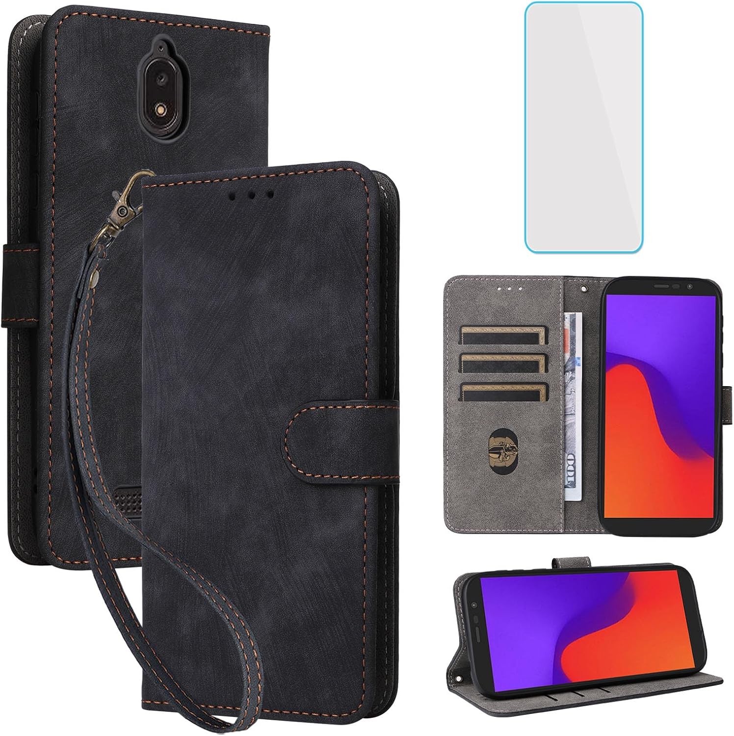 Amazon.com: IUQXU for Tracfone BLU View 2 Phone Case Wallet with Screen ...