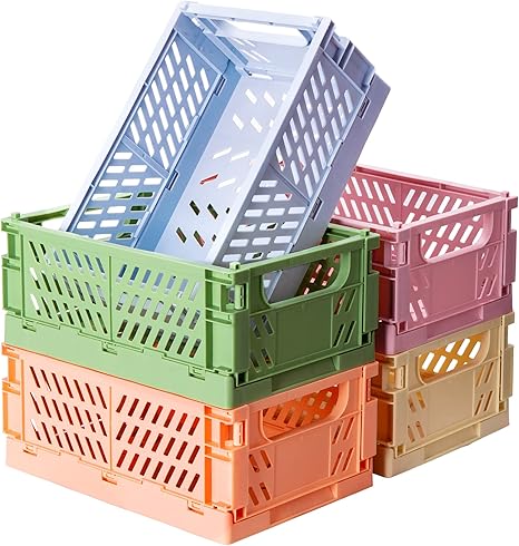 Amazon.com: Xuanmuque 5-Pack Collapsible Plastic Storage Baskets for ...