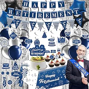 Amazon.com: Happy Retirement Party Decorations Blue - Retirement ...