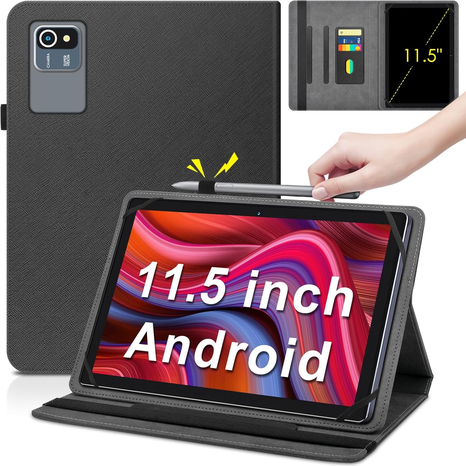 Amazon.com: DETUOSI Universal 11.5 inch Tablet Case, Leather Protective ...