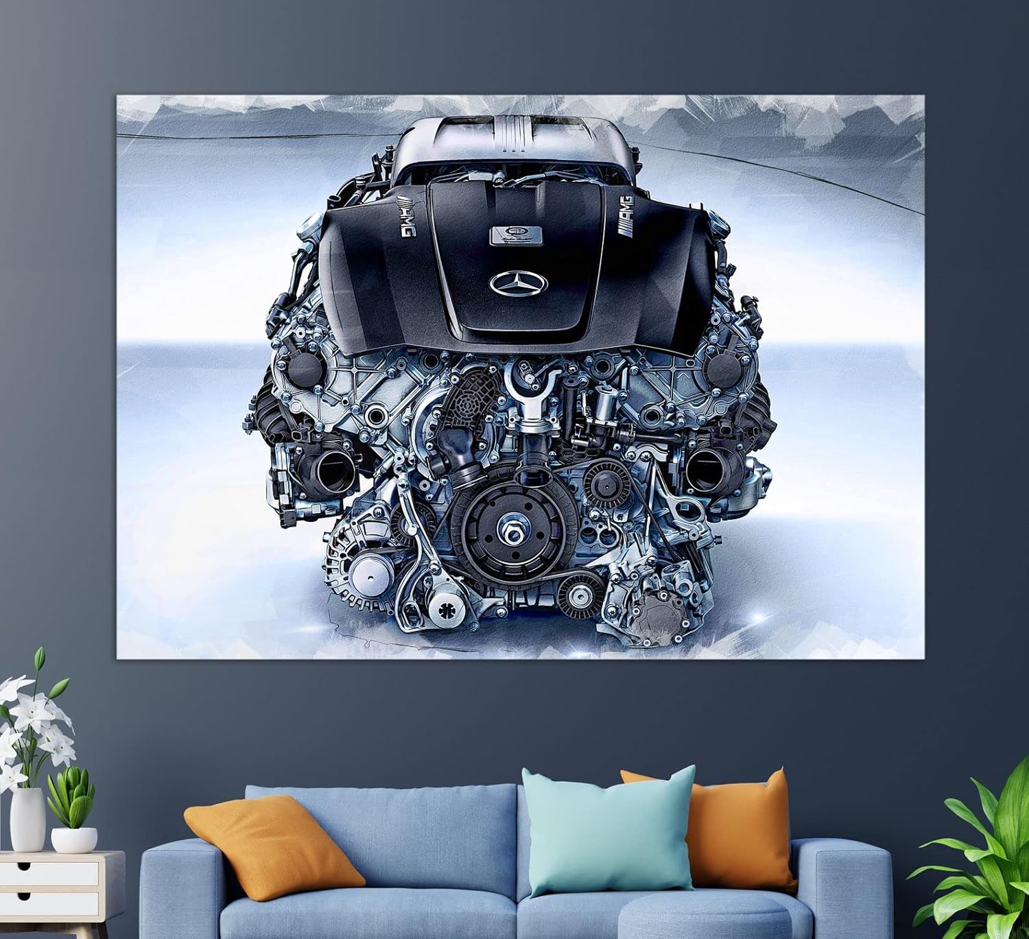 Amazon.com: Mercedes-Benz Twin-Turbo V8 Engine Canvas Print, Engine ...