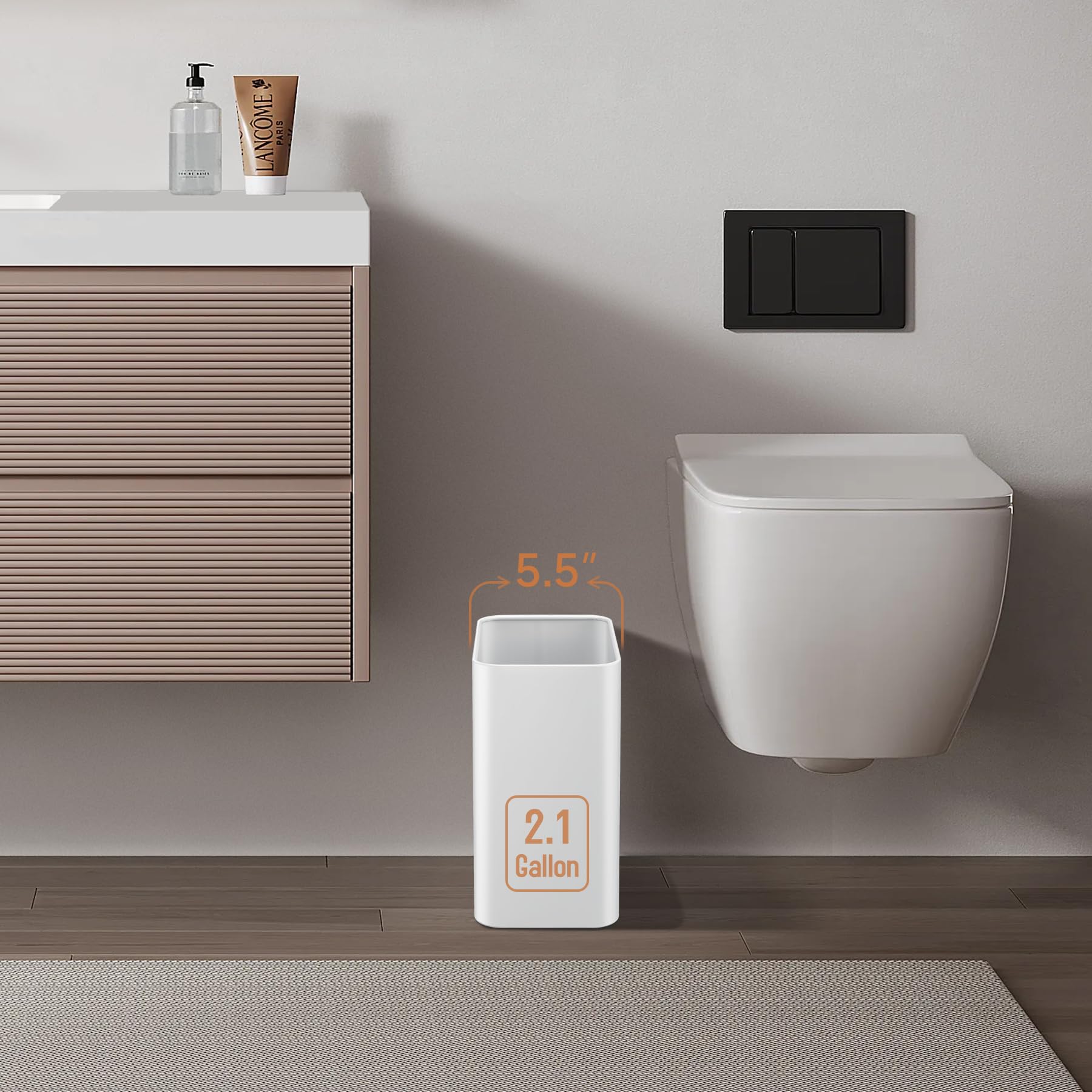 Snapklik.com : TIPGO Small Metal Trash Can, 2.1 Gallon Slim Trash Can ...