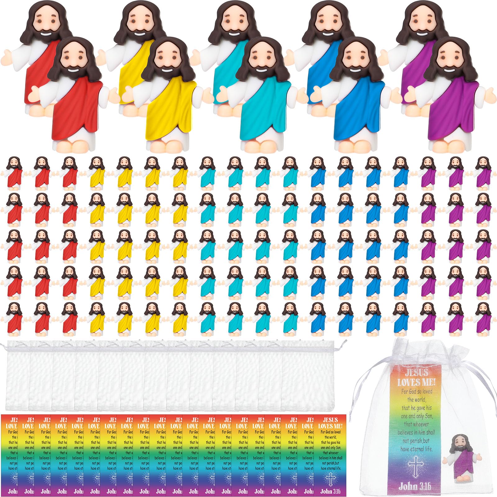 Amazon.com: Barydat 75 Sets Mini Jesus Figurines Easter Toys Little ...