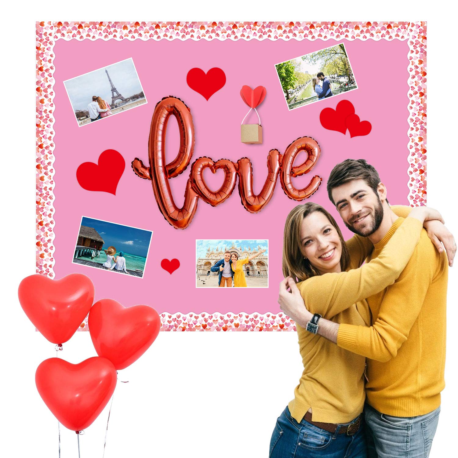 Snapklik.com : Water Color Heart Scalloped Bulletin Board Borders For ...