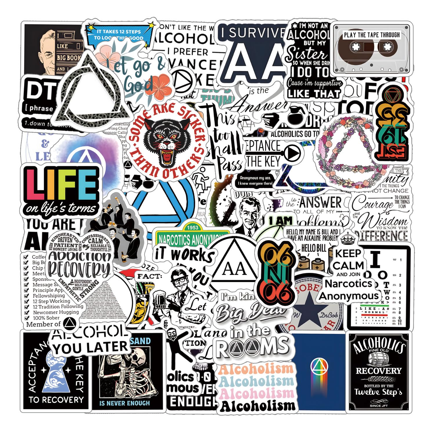 Amazon.com: 62Pcs Alcoholics Anonymous Gifts aa Stickers Pack ...