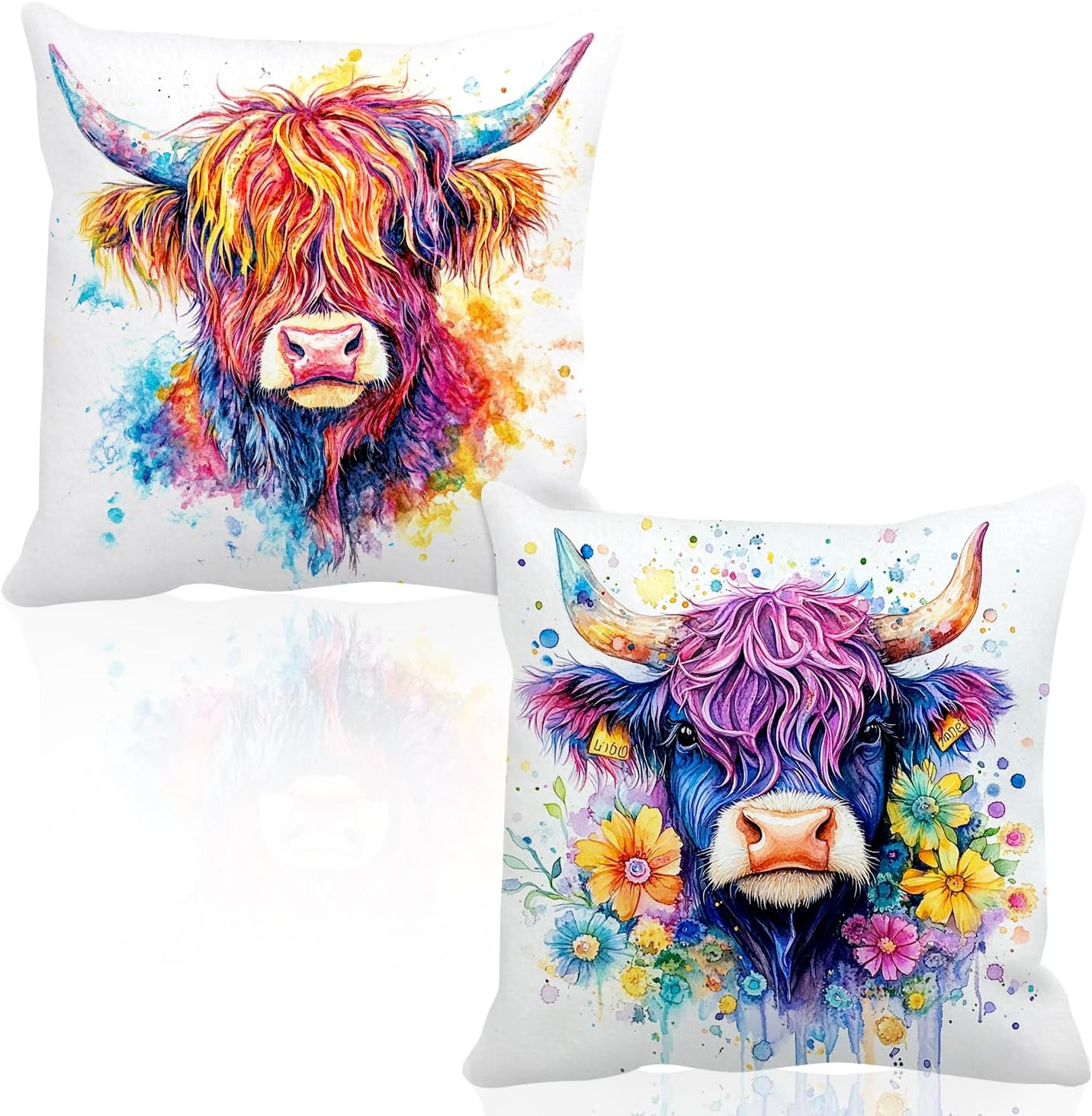 NECXON 2 Pcs Highland Cow Cushion Covers, Highland Cow Gifts Decorative ...
