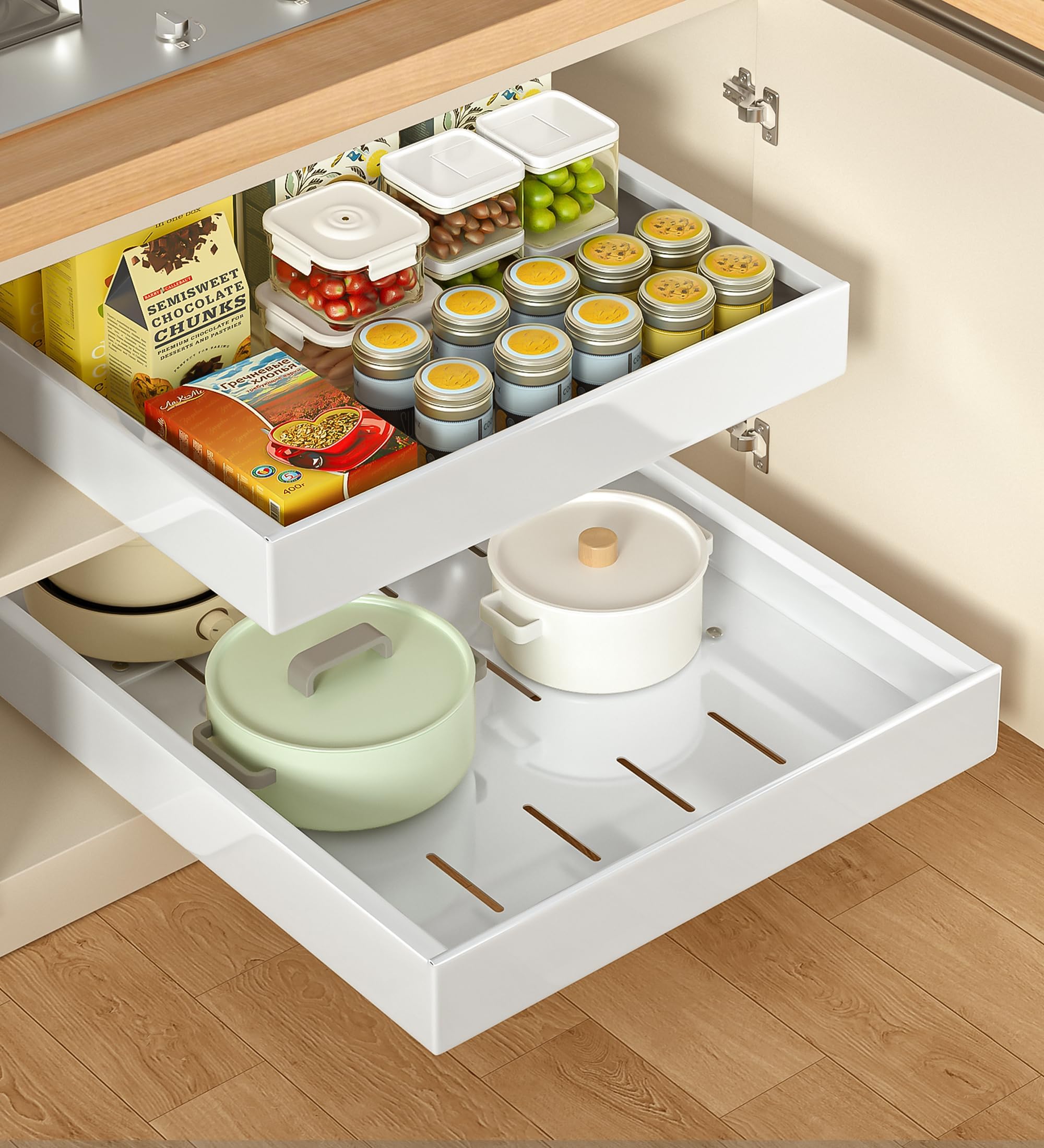 Amazon.com: Pull Out Cabinet Organizer Drawers: Expandable Slide Out ...