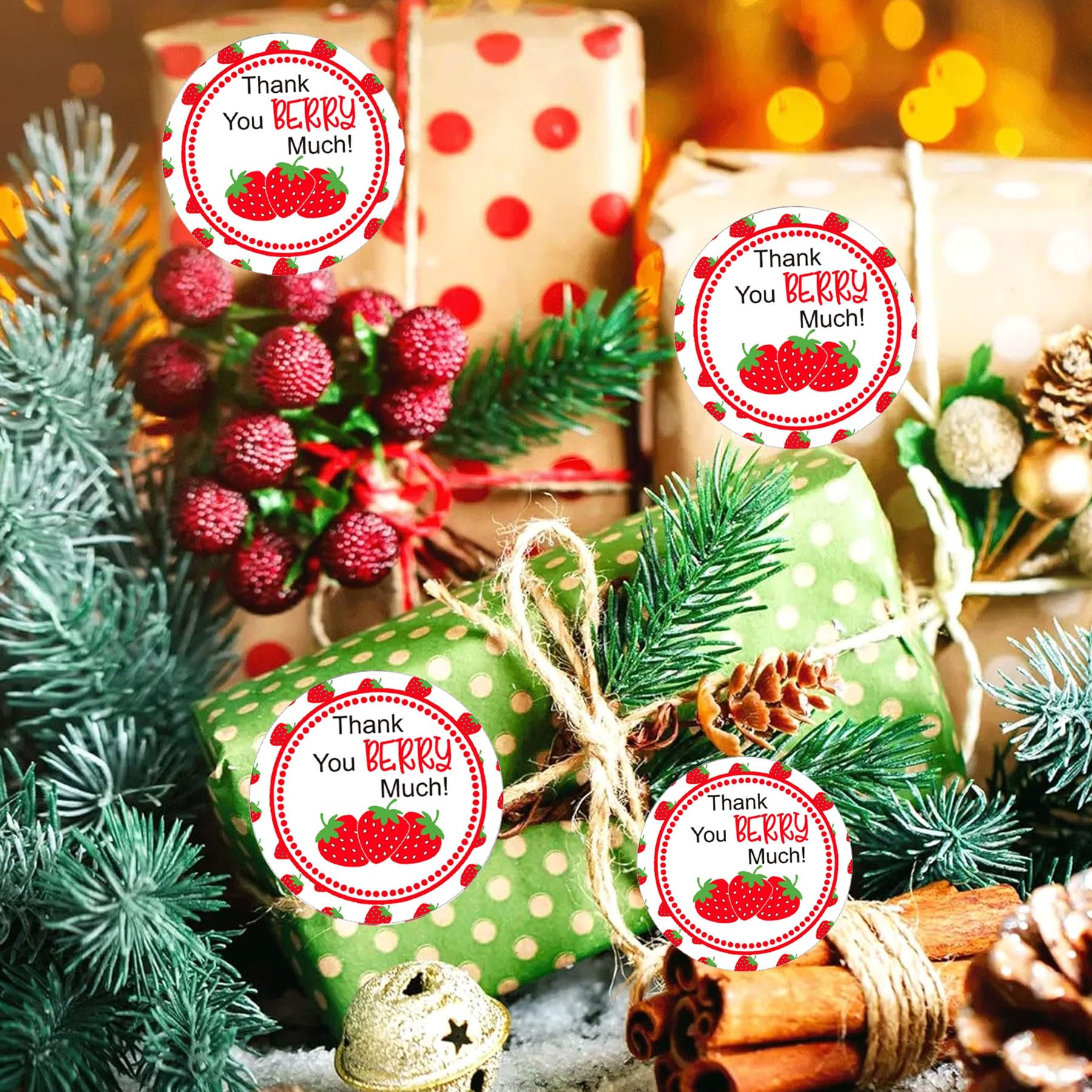 Snapklik.com : Wootile Strawberry Thank You Sticker Labels 1.5 Inch ...