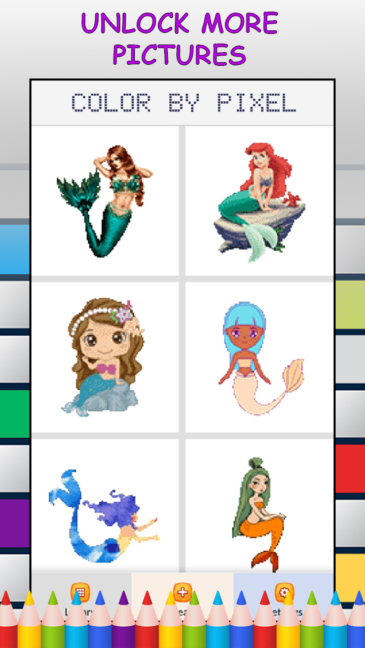 Mermaids Color by Number - Free Pixel Art Game - Coloring Book Pages ...