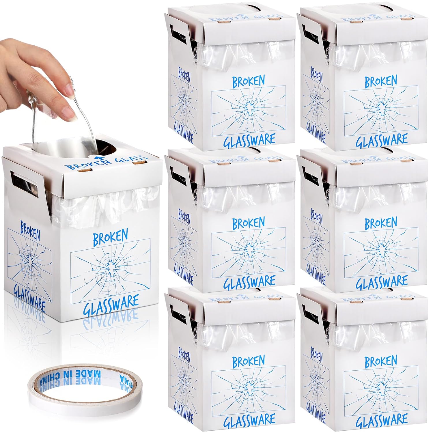 Teenyyou 6 Pcs Cardboard Broken Glass Disposal Box 4" l x 4" w x 5" h ...