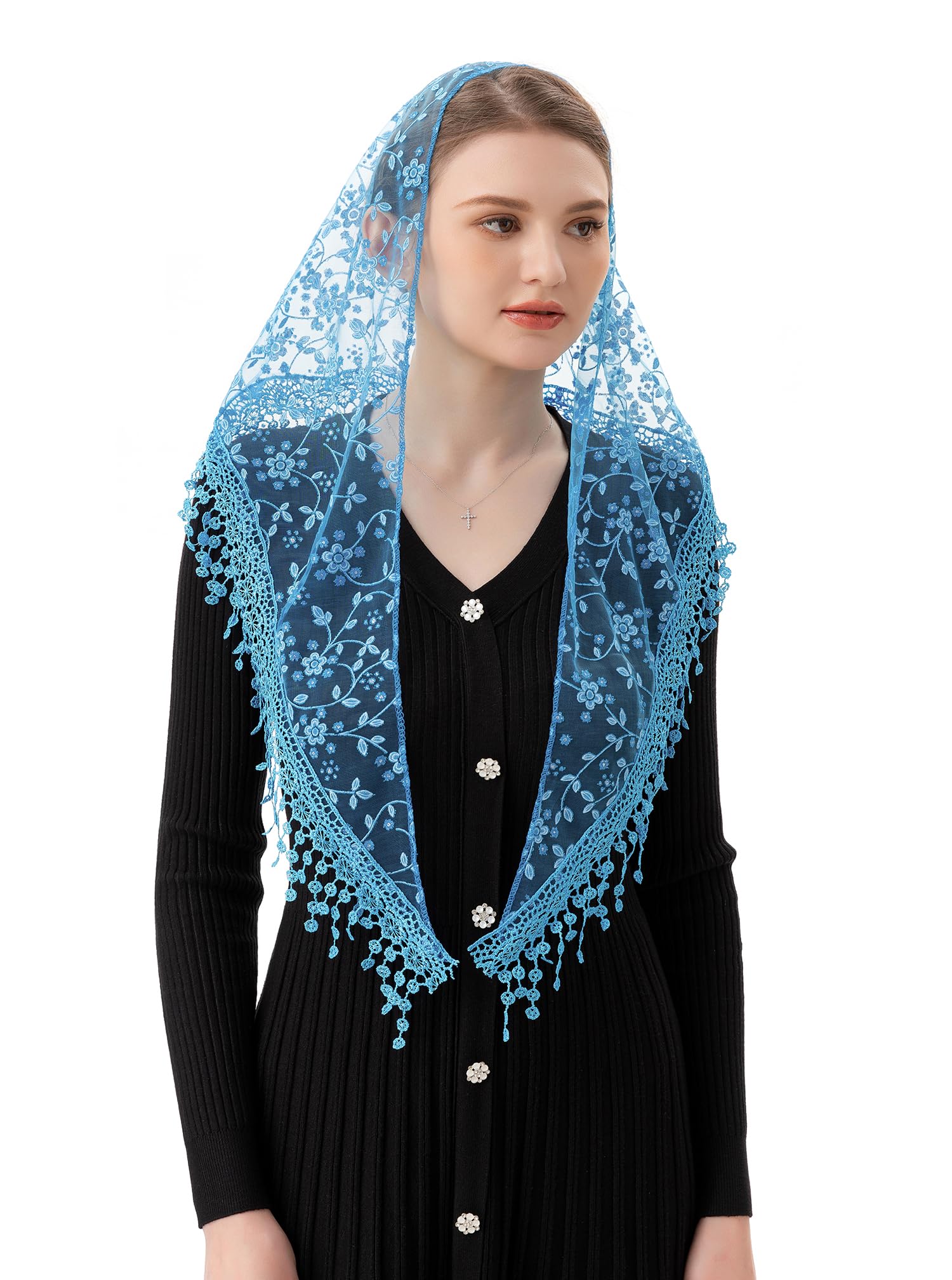 Snapklik.com : PAMOR Triangle Lace Veil Mantilla Cathedral Head ...