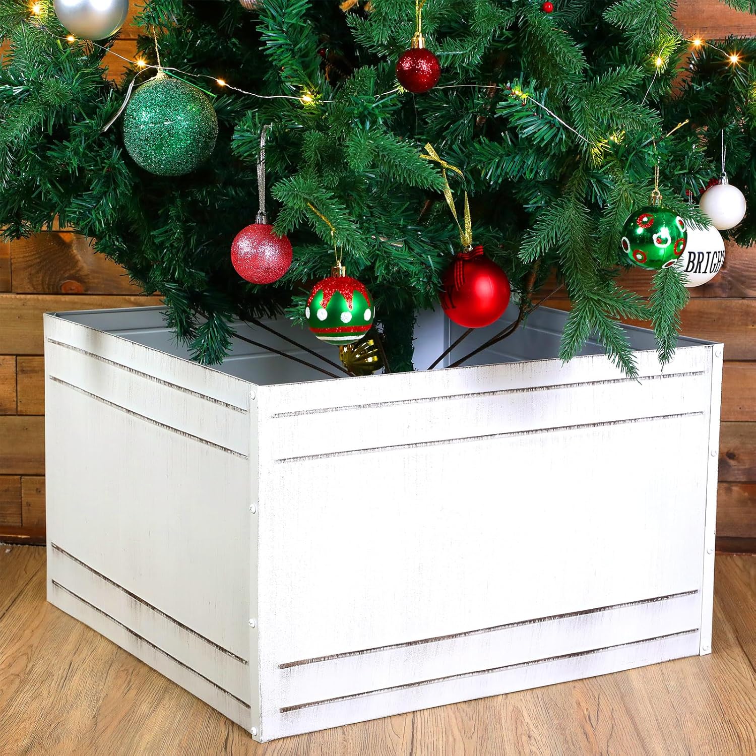 Amazon.com: Thyle 4 Panel Tree Collar Christmas Tree Collar Small Retro ...