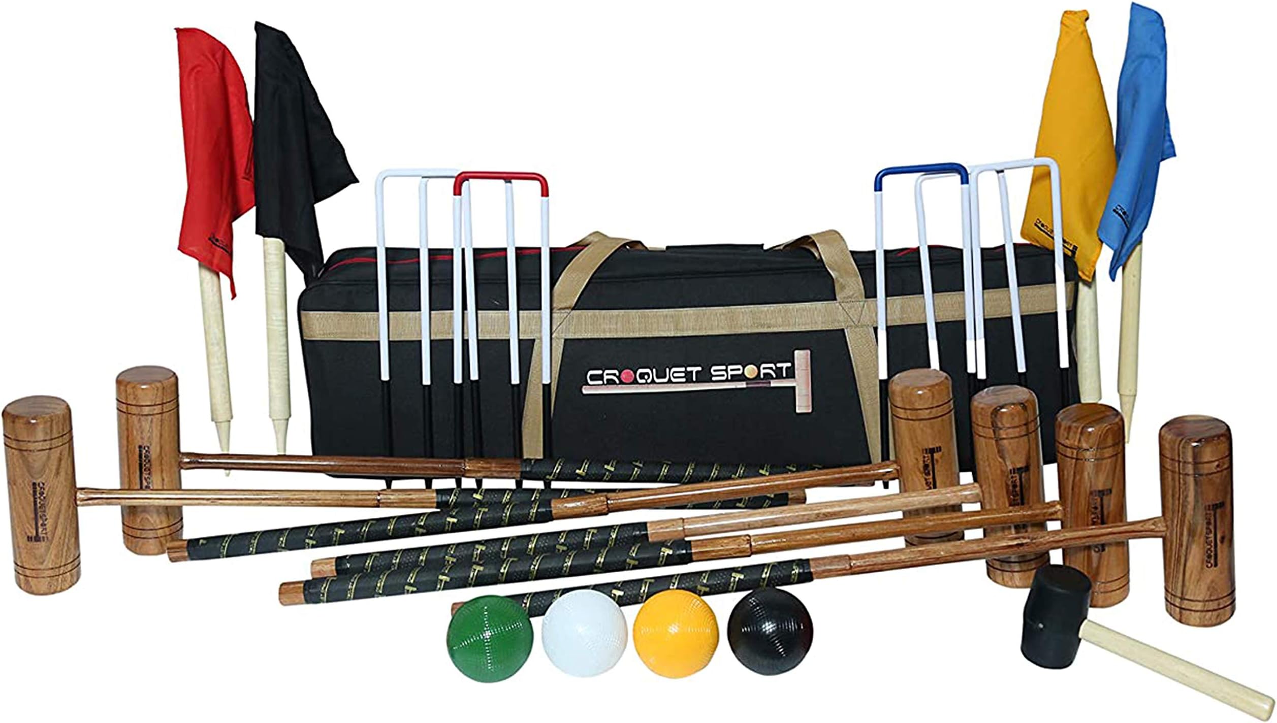 Synco Croquet Sport Lawn Croquet Set 4 Player, Colour Full mallets ...