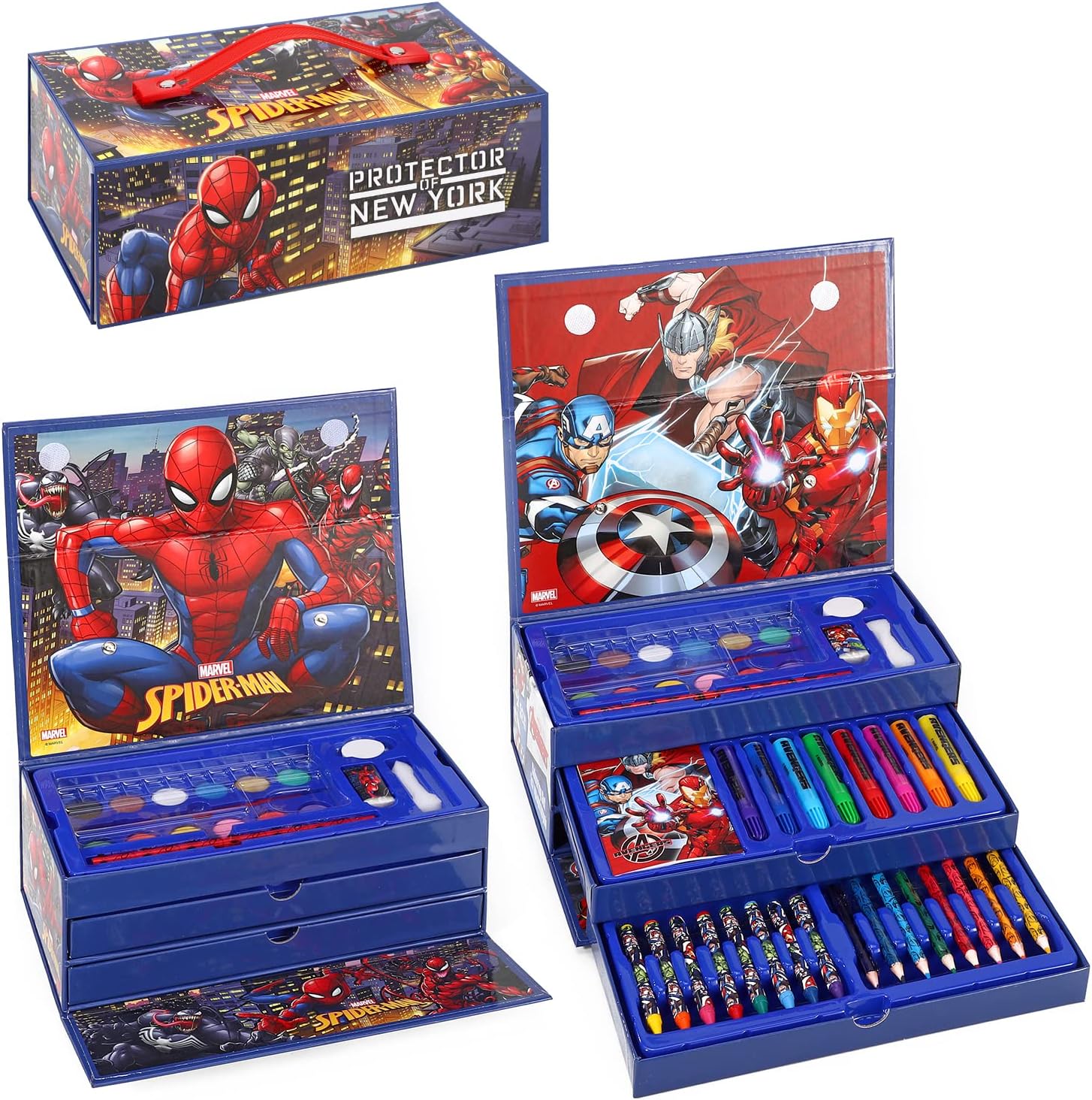 Marvel Spiderman Kids 52pc Colouring Art Stationery Set with ...