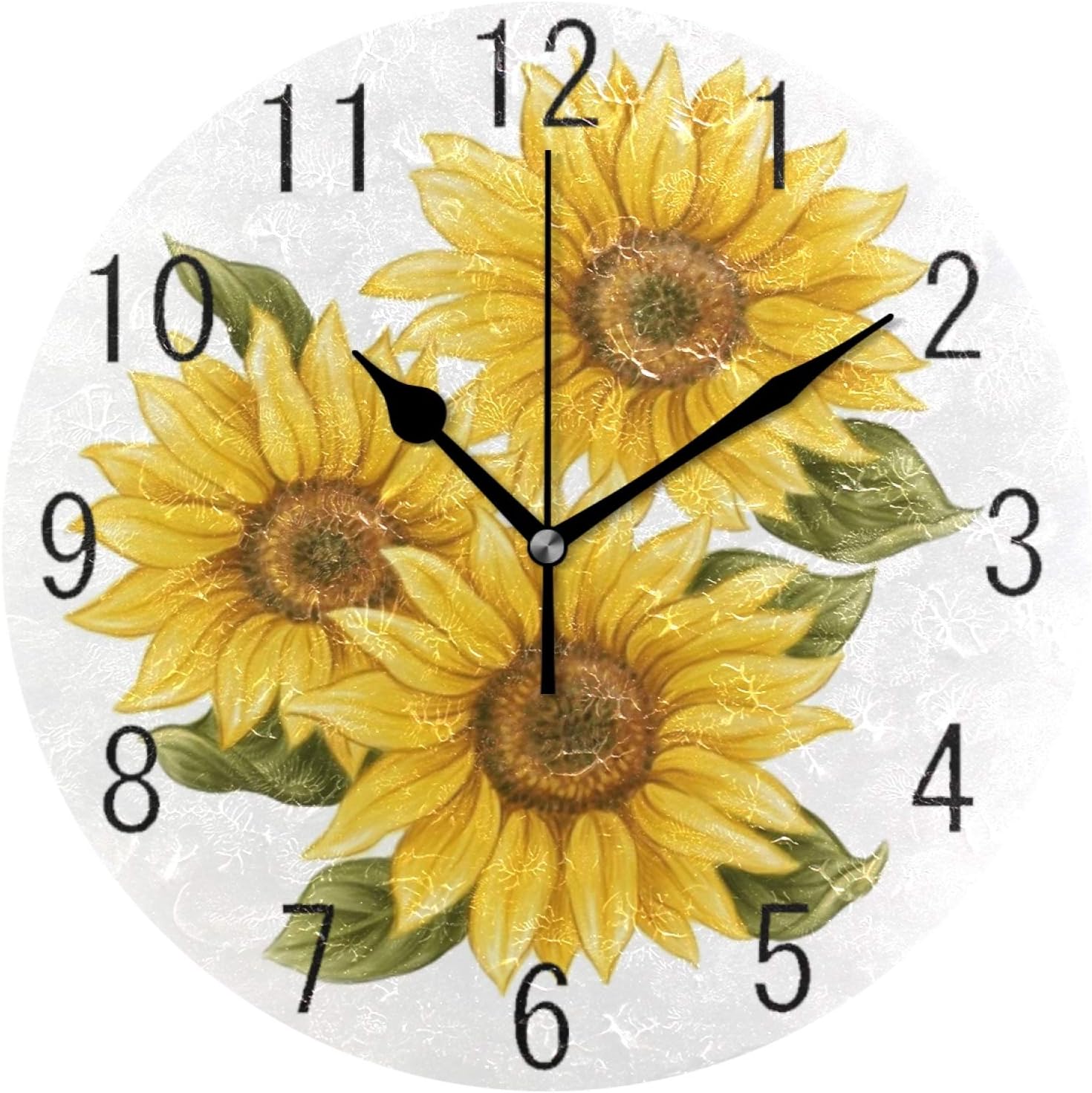Amazon.com: stargrass Sunflower Yellow Flowers Wall Clocks Battery ...