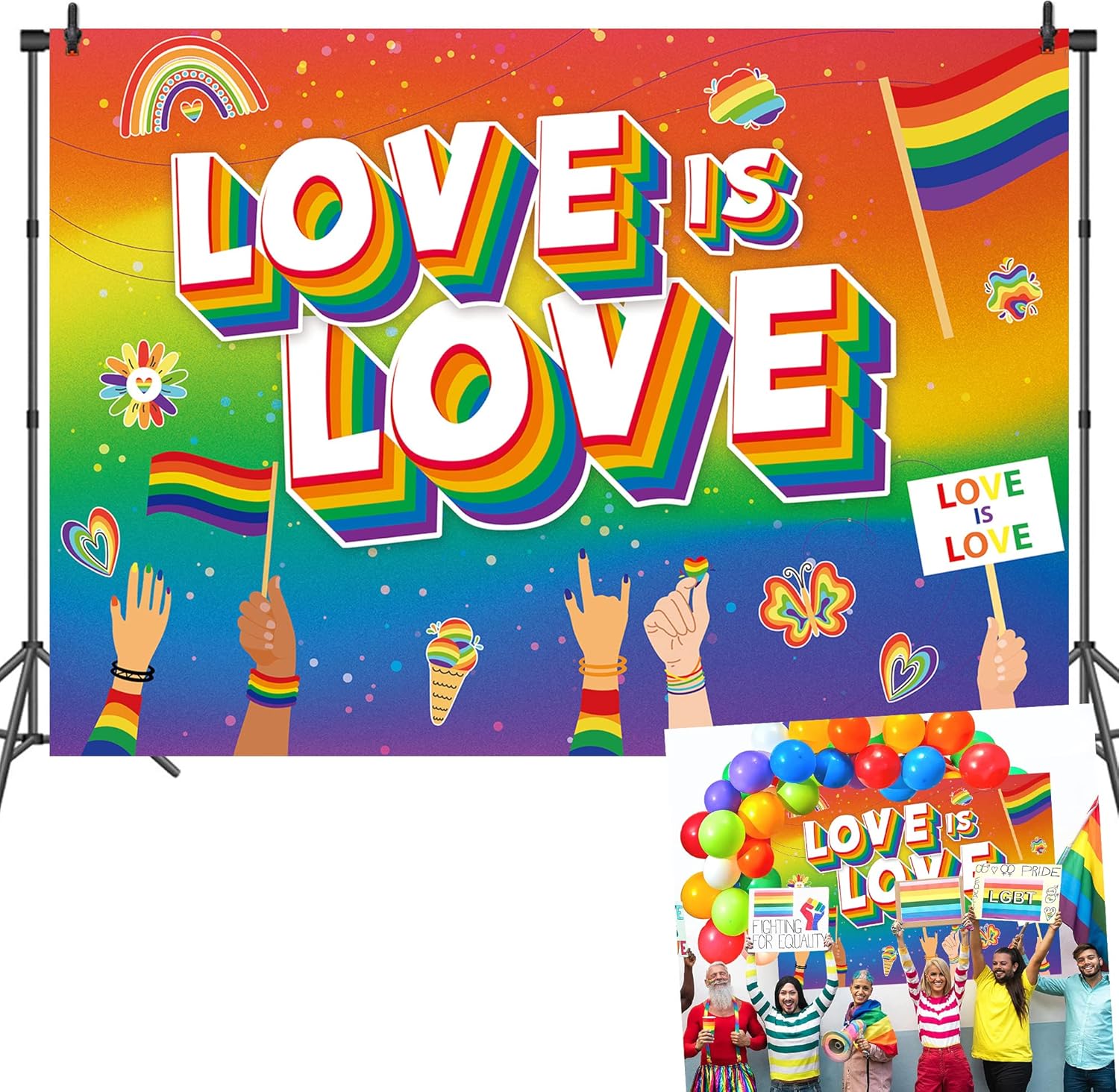 Amazon.com : 7x5ft Pride Month Rainbow Background Love is Love Gay ...