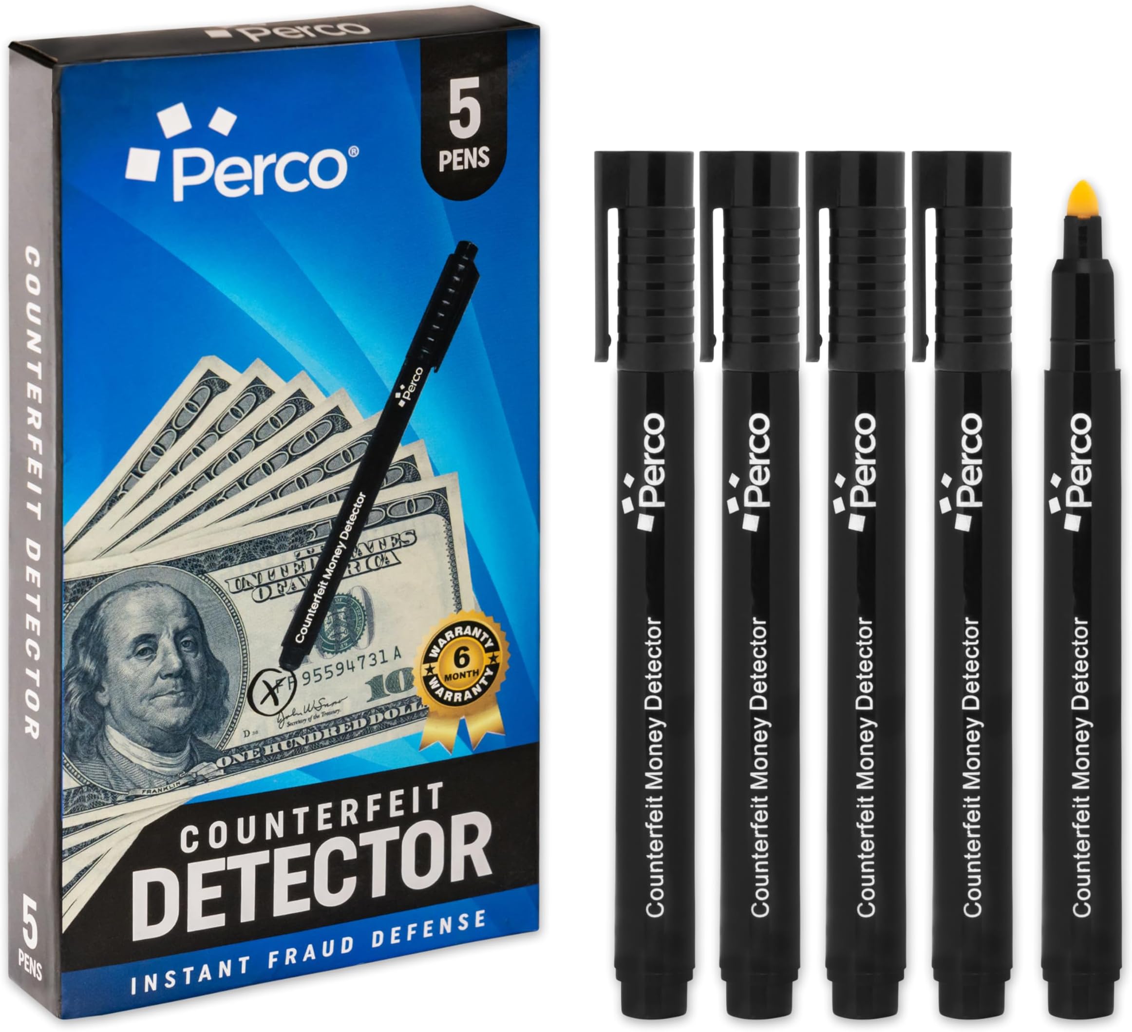 Amazon.com : Perco Counterfeit Money Detector Pen (5 Pack) - Easy to ...