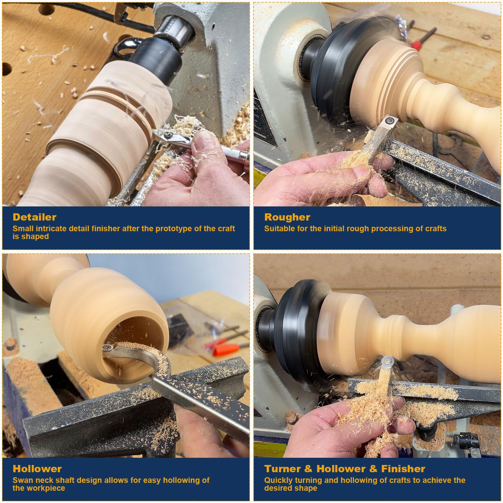 Snapklik.com : Carbide Tipped Wood Turning Tools Set, CRAFTFORCE Wood ...