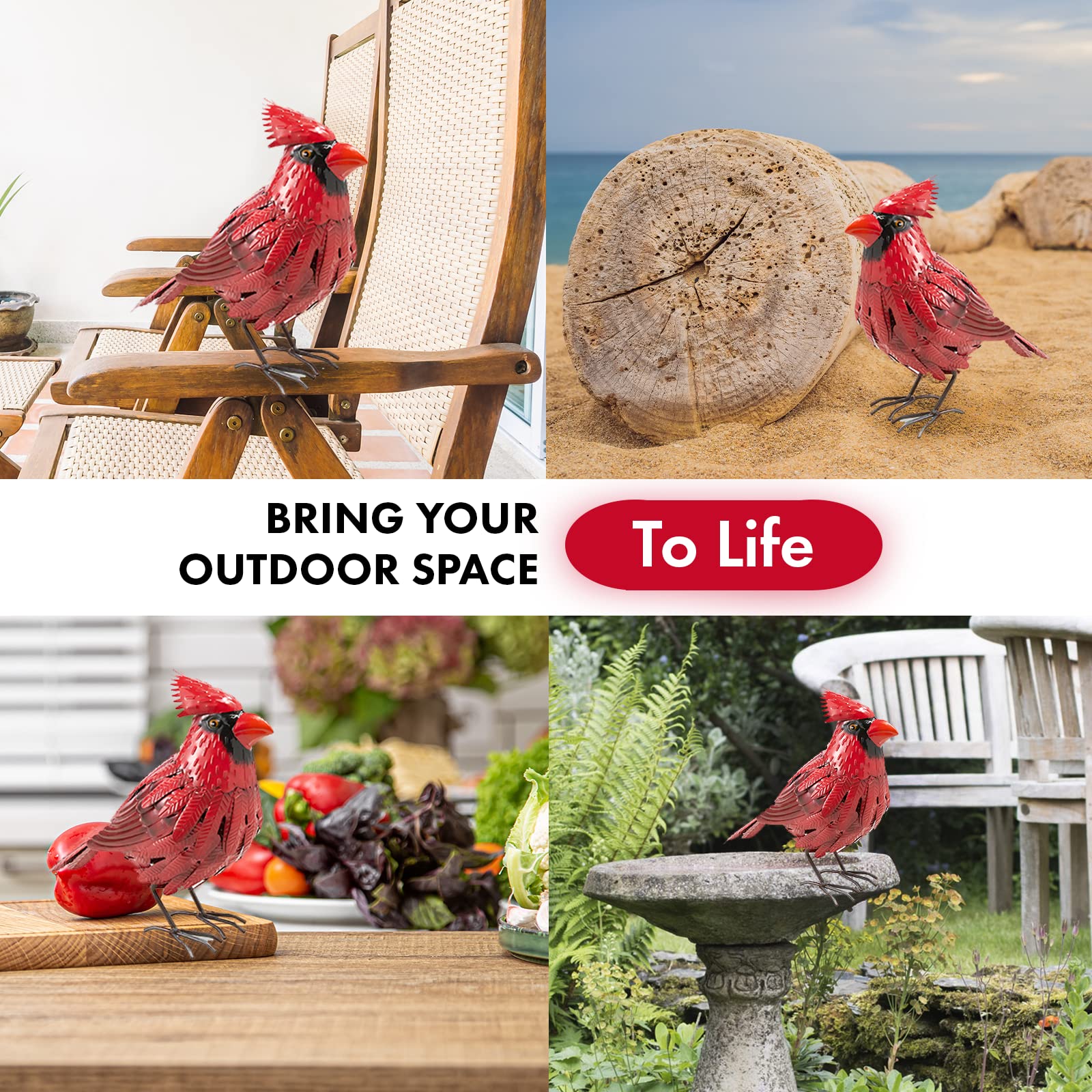 Snapklik.com : Cardinal Statue Metal Bird Yard Art, Garden Yard ...