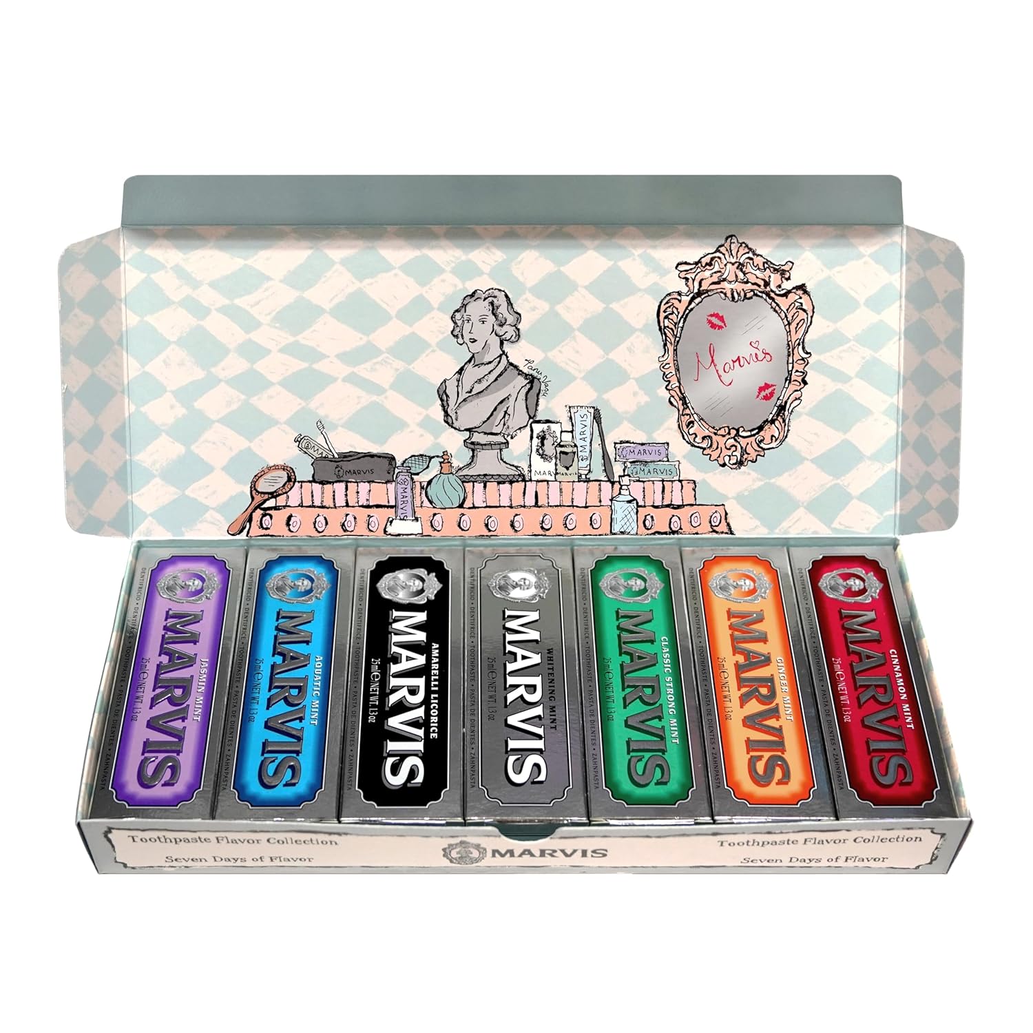Amazon.com: Marvis 7 Days of Flavor Limited Artist Edition Box, 7 tubes ...