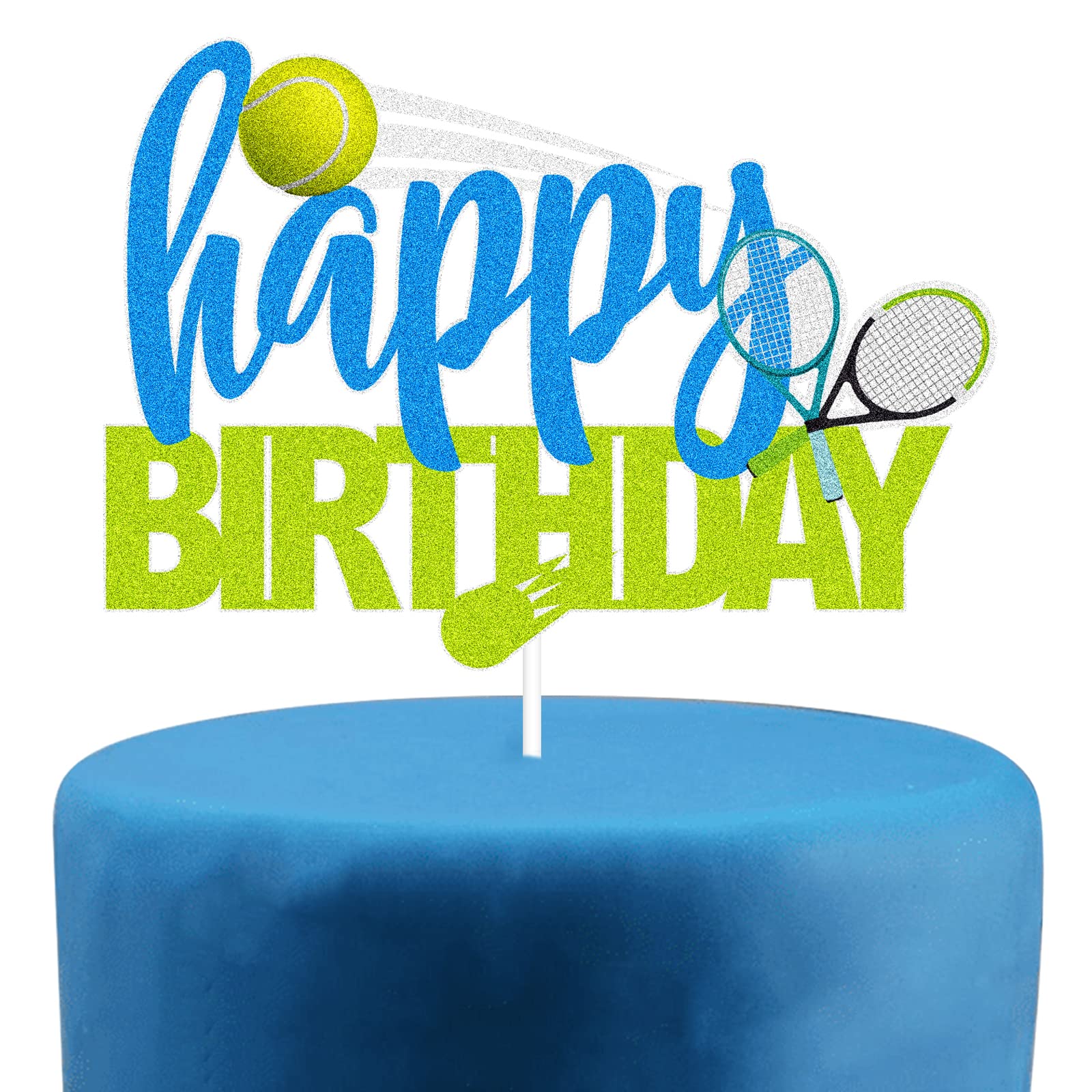 Amazon.com: Tennis Happy Birthday Cake Topper - Sports Tennis Glitter ...