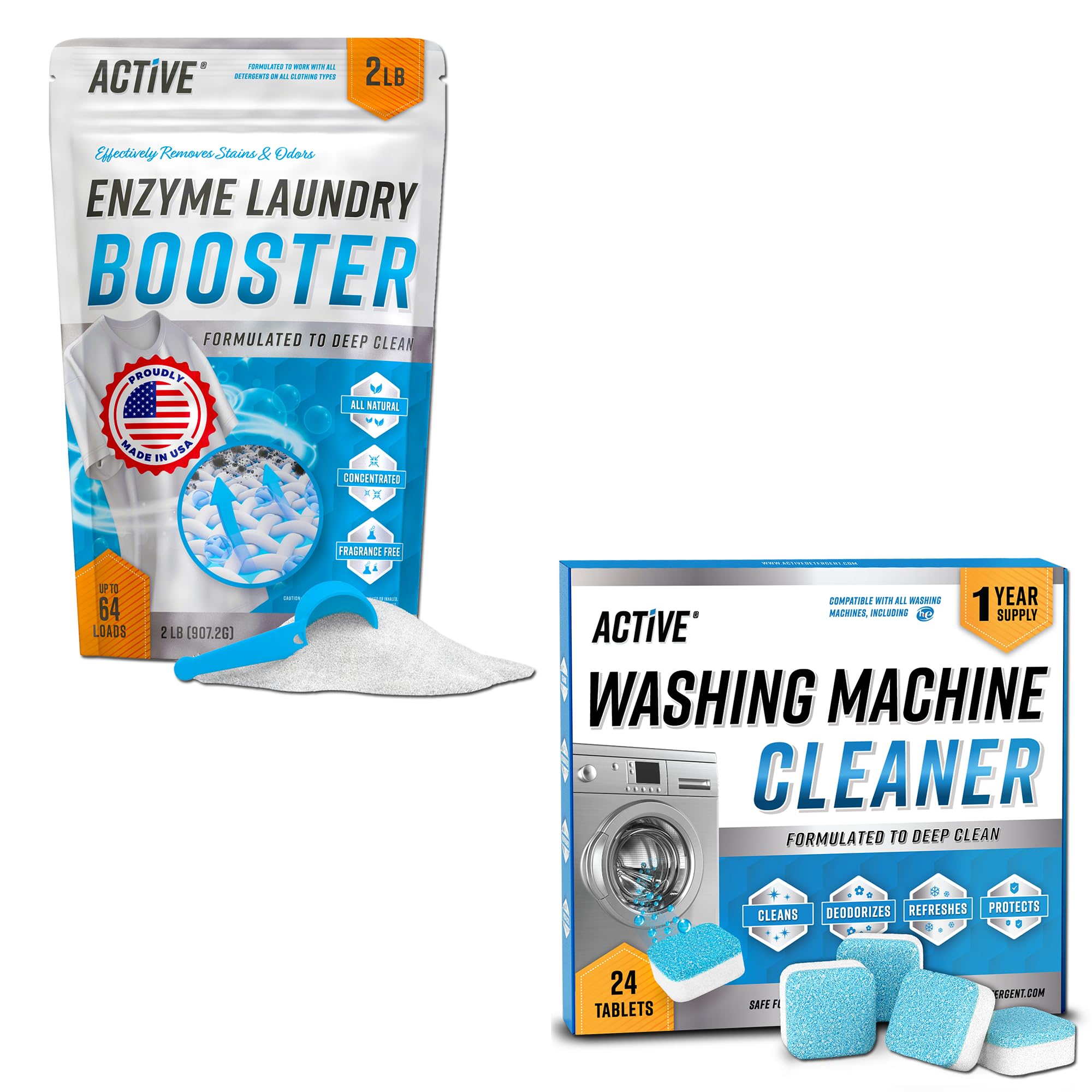 Amazon.com: ACTIVE Enzyme Laundry Booster and Washing Machine Cleaner ...