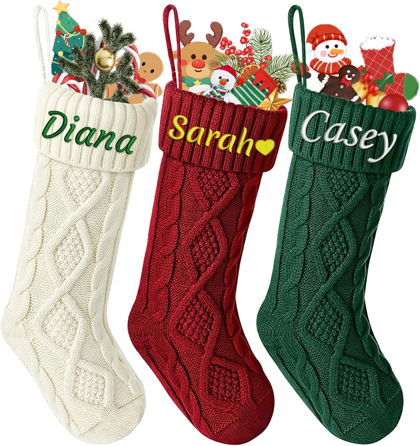 Amazon.com: Dreamdecor Personalized Christmas Stockings with Monogramed ...