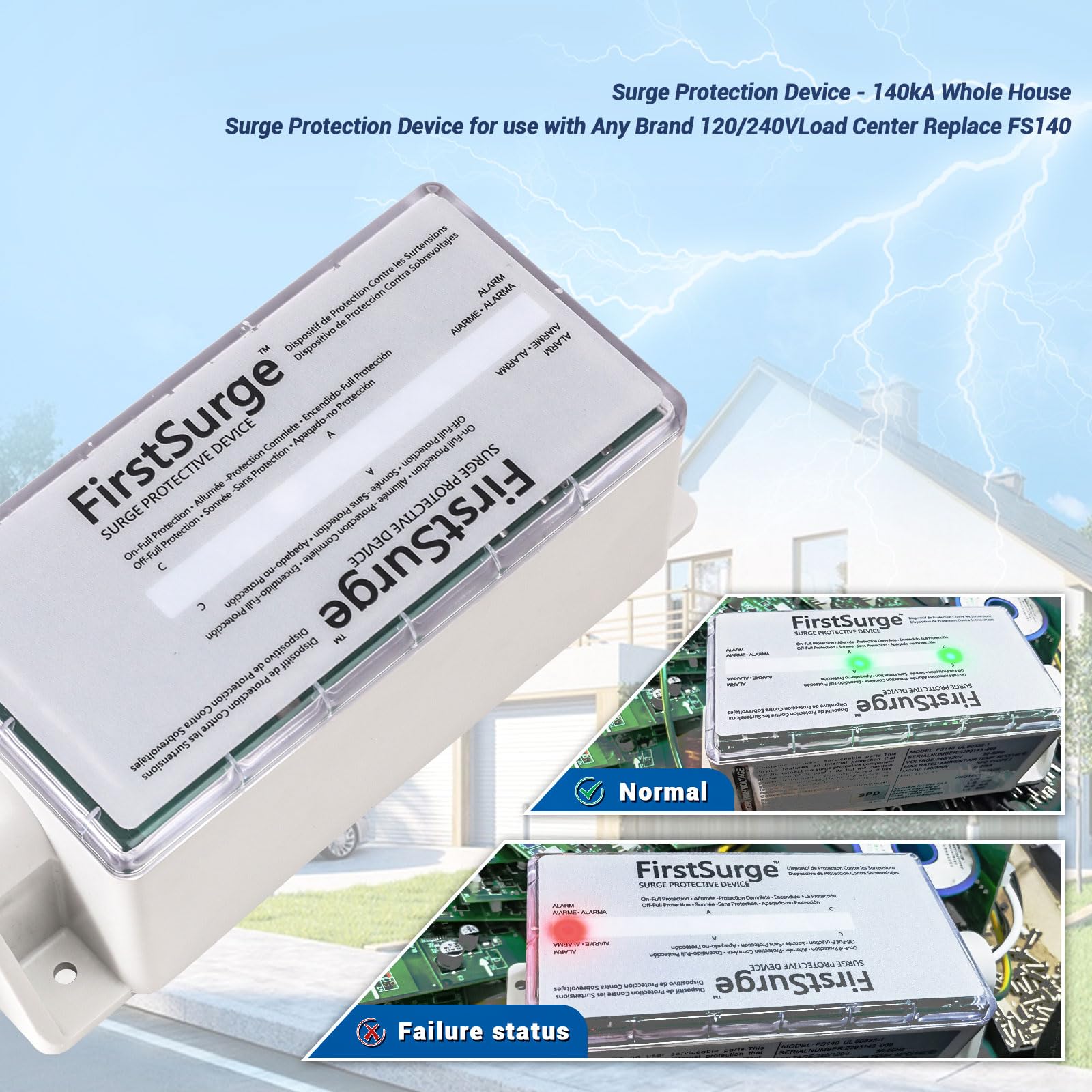 Snapklik.com : Fenglesha Surge Protection Device - 140kA Whole House ...