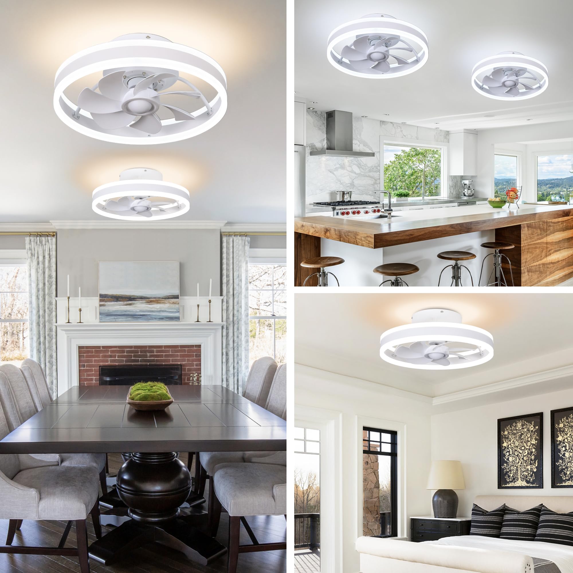 Sunny Hawaii Ceiling Fans with Lights and Remote, 3 Colors 6 Speeds ...