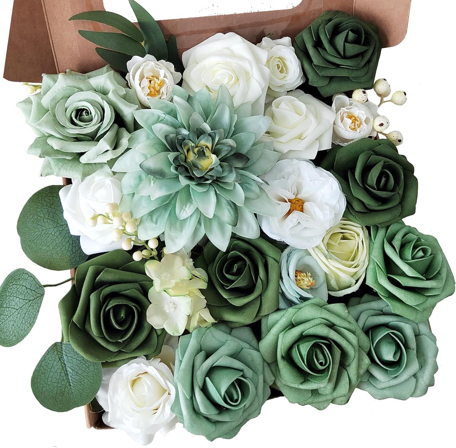 Amazon.com: JSLOVFLO Green Artificial Flowers Combo Flowers Mix Silk ...