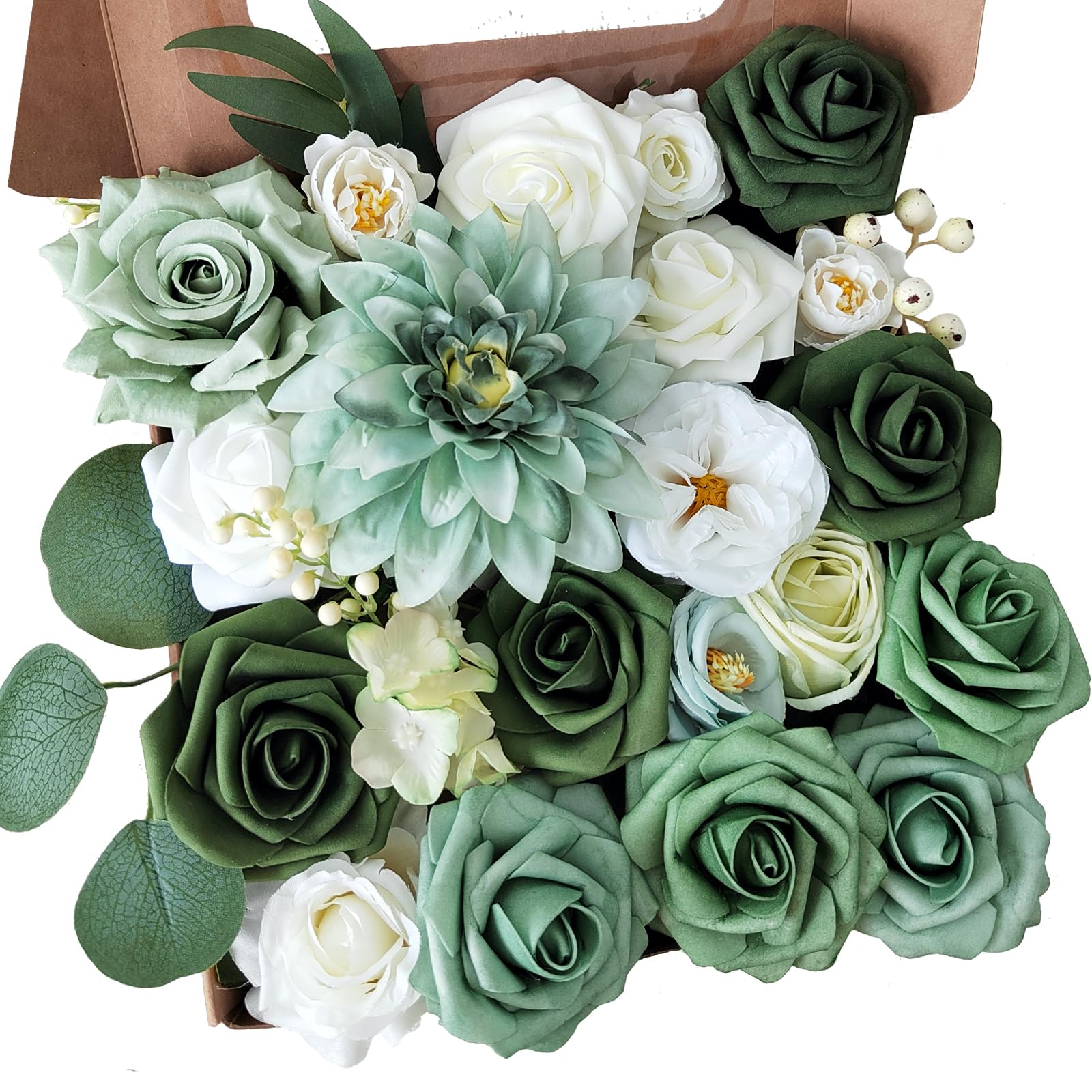 Amazon.com: JSLOVFLO Green Artificial Flowers Combo Flowers Mix Silk ...