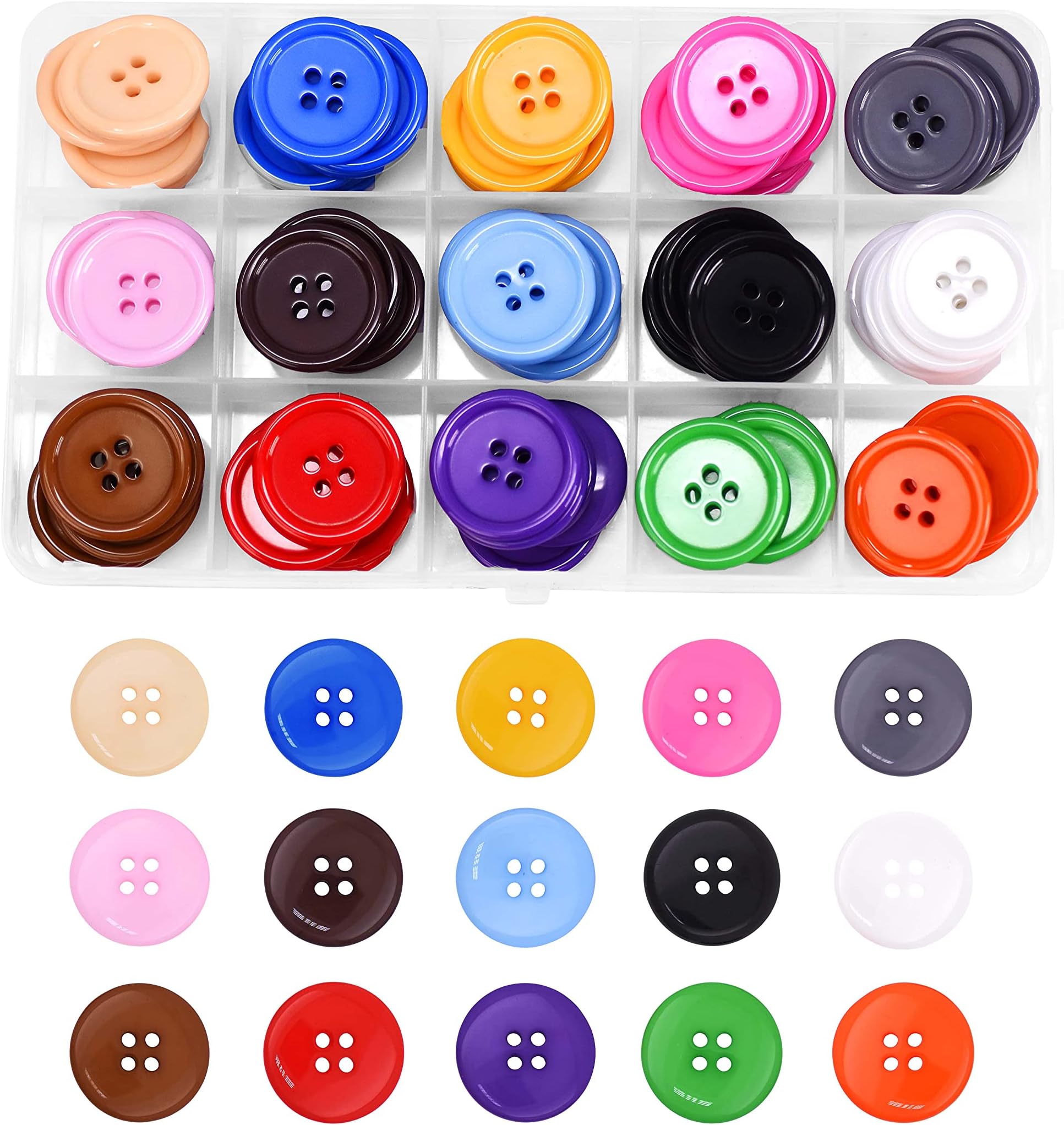 Amazon.com: Mahaohao 1 Inch Buttons Sewing Flatback Resin Button 12 ...