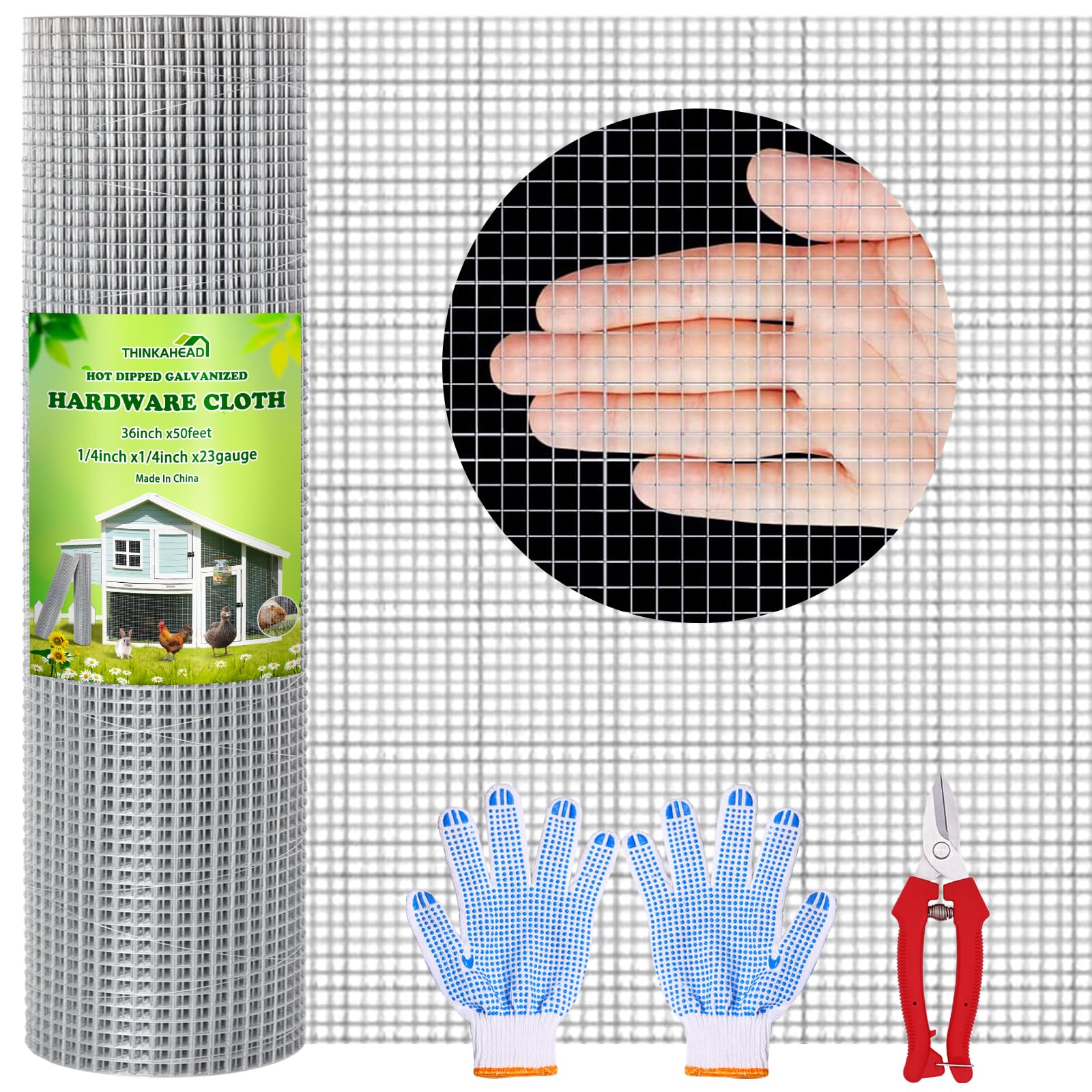 Thinkahead Hardware Cloth 1/4 inch 36 X 50 ft 23 Gauge, Galvanized Wire ...