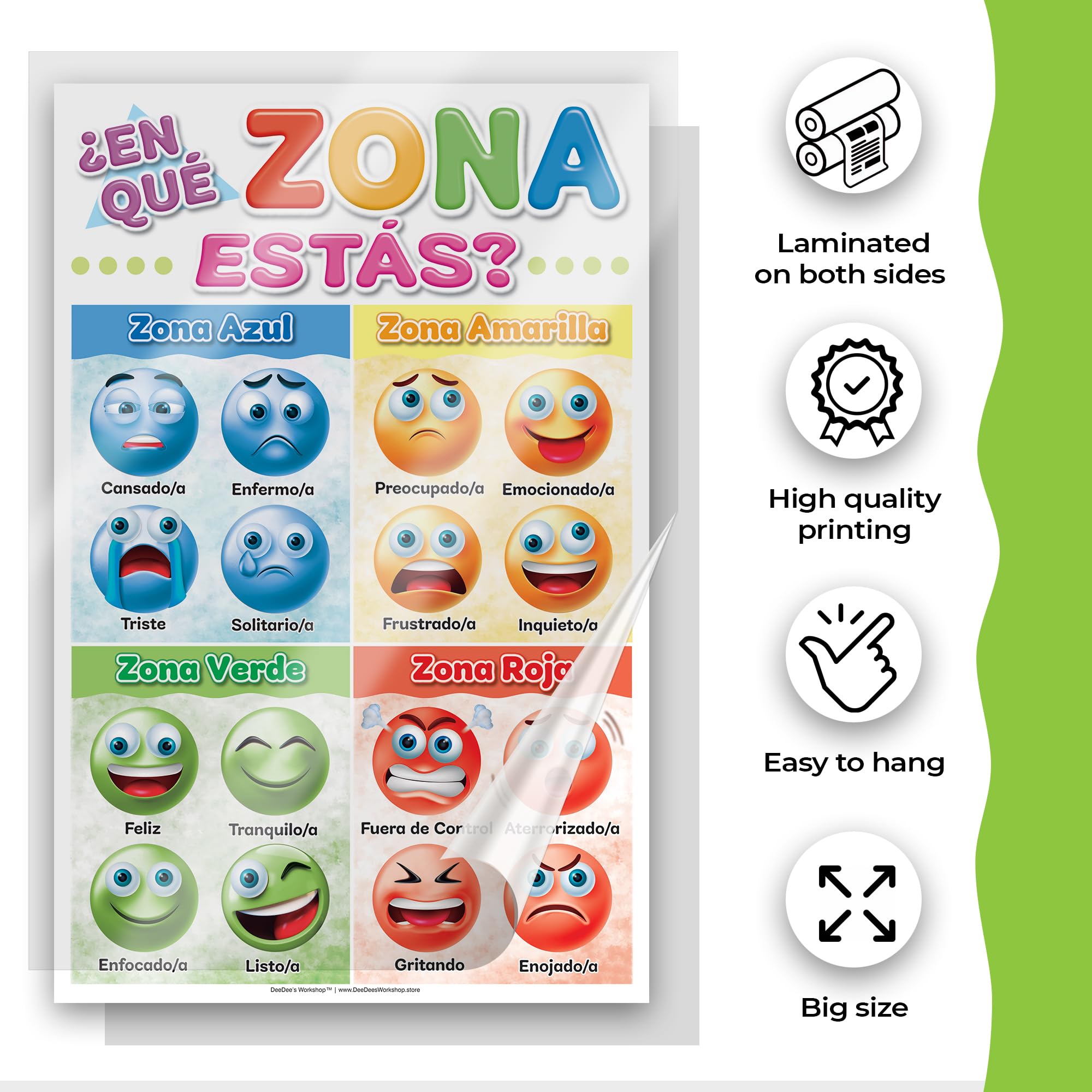 Snapklik.com : DeeDees Workshop 4 Spanish Feelings Chart For Kids ...