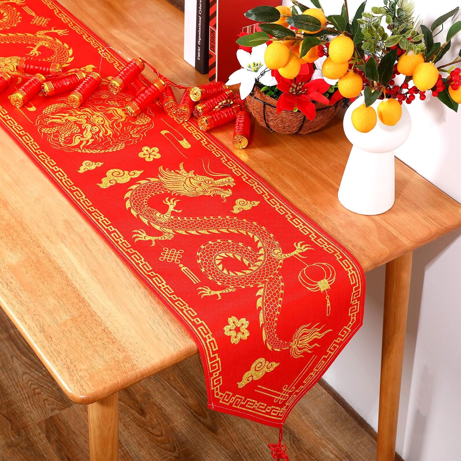 Amazon.com: Windkream Chinese Dragon Table Runner Table Runner 13 x 72 ...
