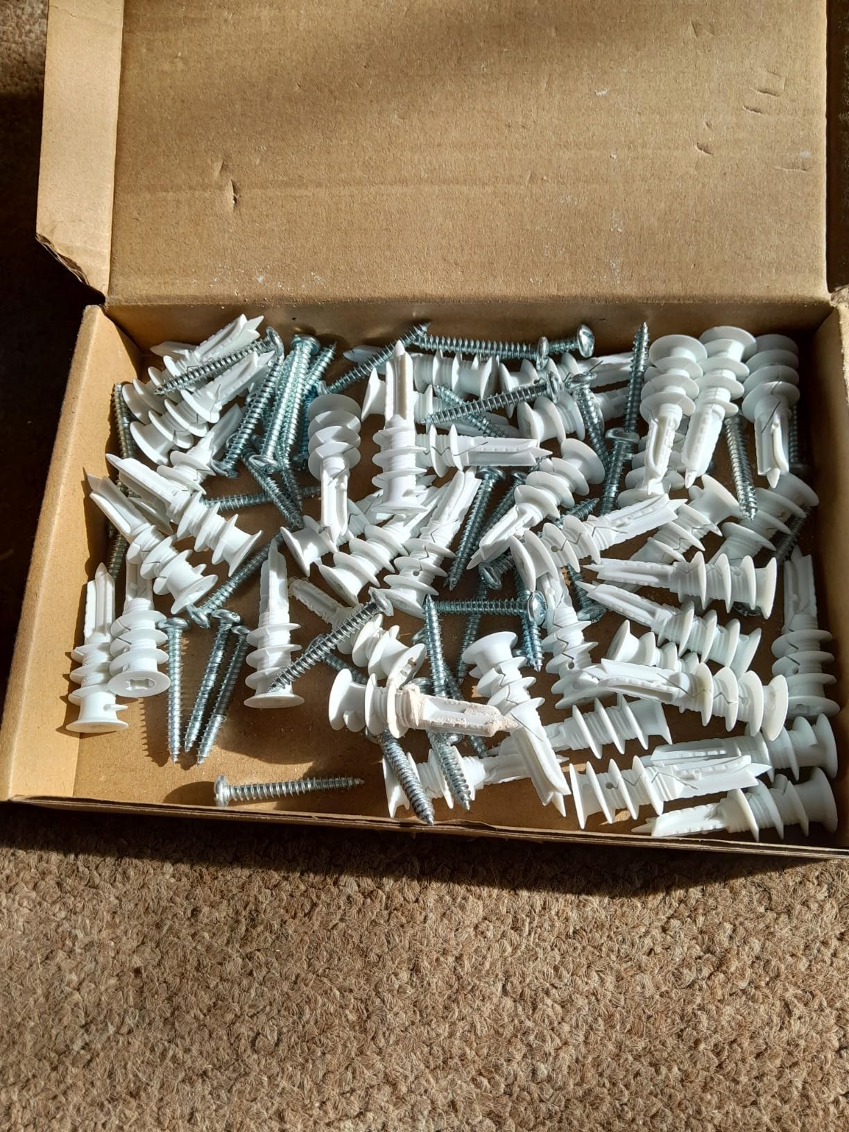90 Pcs Plasterboard Fixings Raw Plug and Screws Kit(45 Drywall Anchors ...