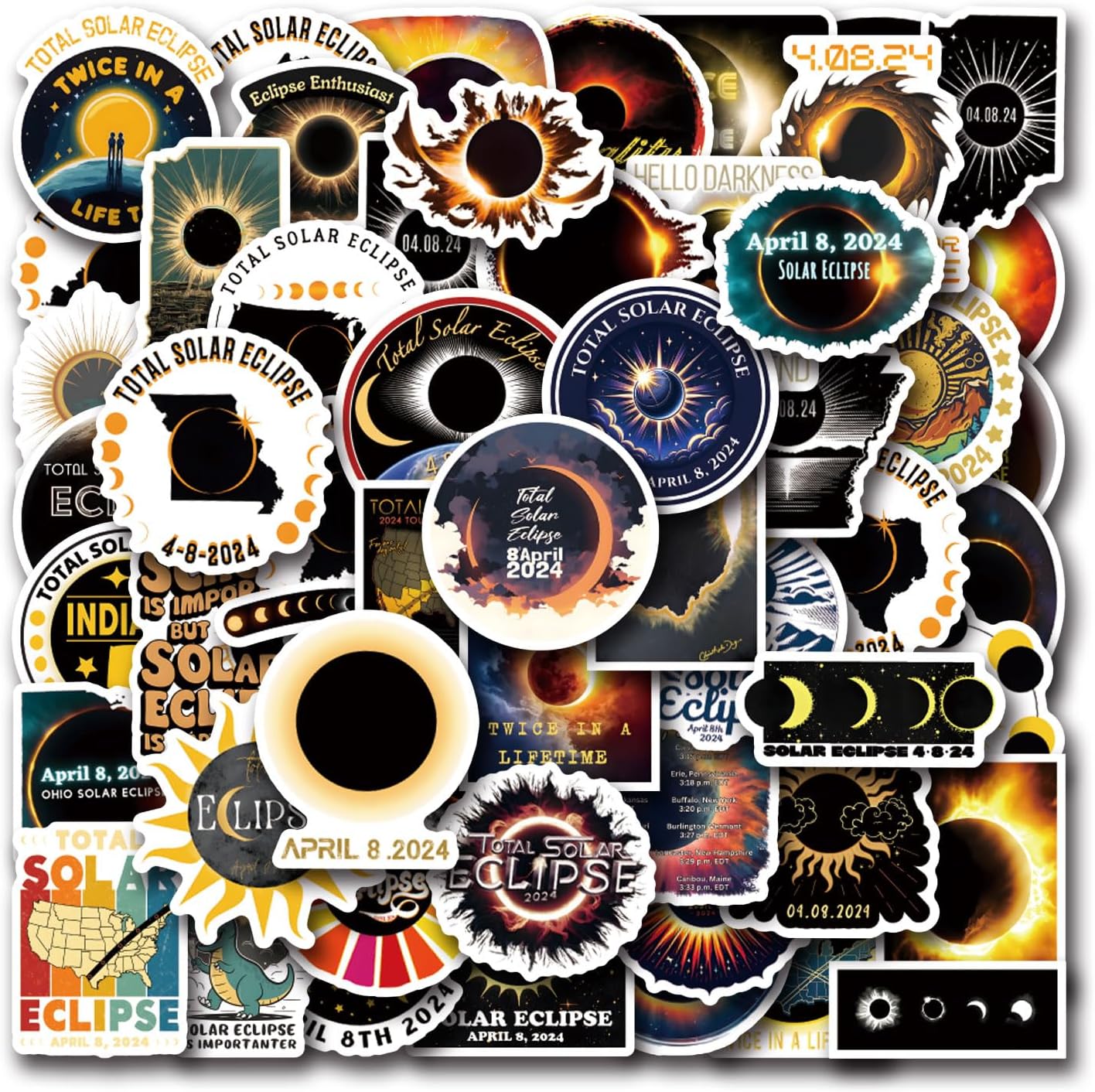 Amazon.com: Solar Eclipse Stickers| 55pcs America Totality Total Solar ...