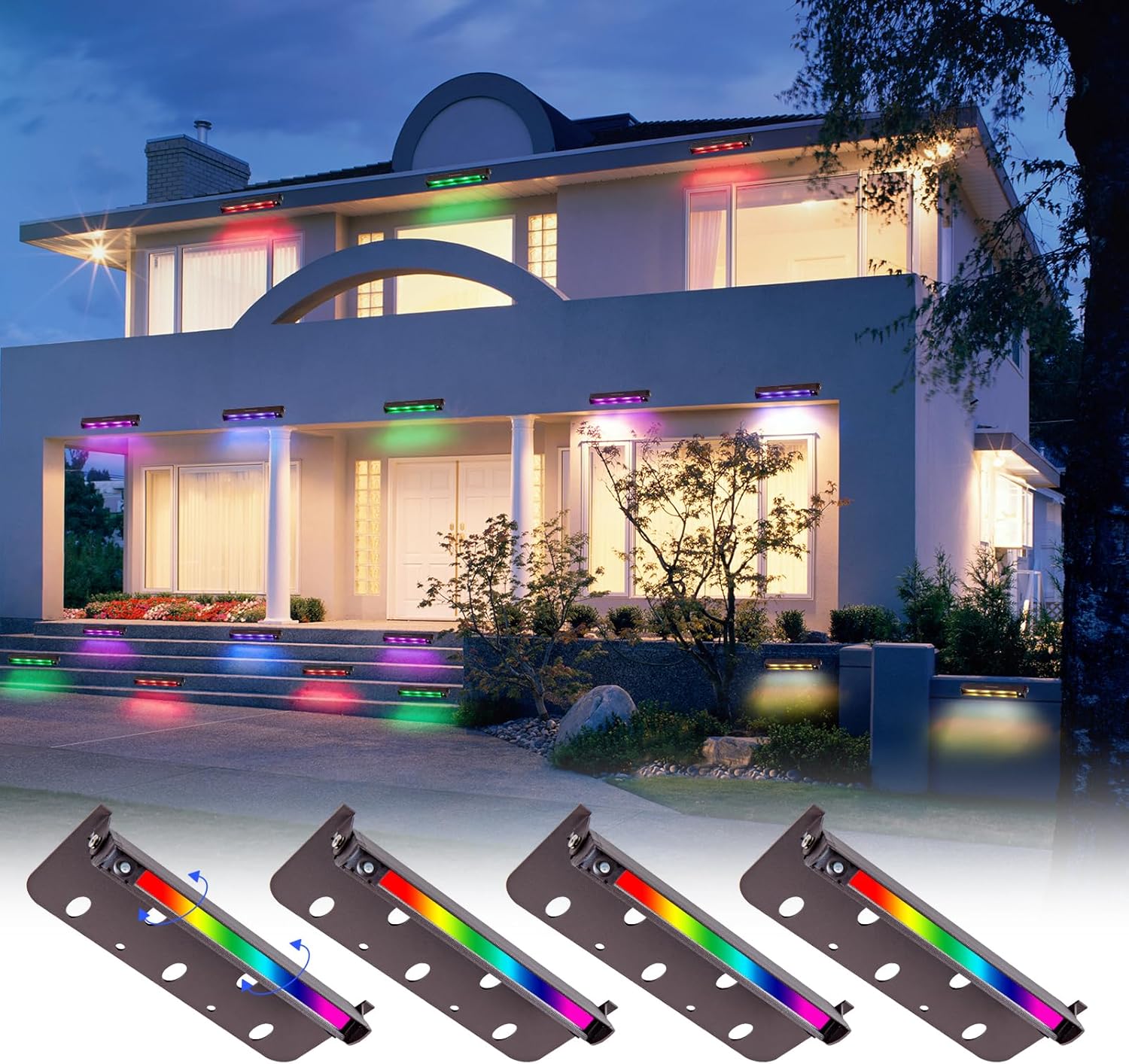 Kwinmyso 4 Packs 7inch 3W RGBW LED Hardscape Lighting,Color Changing ...