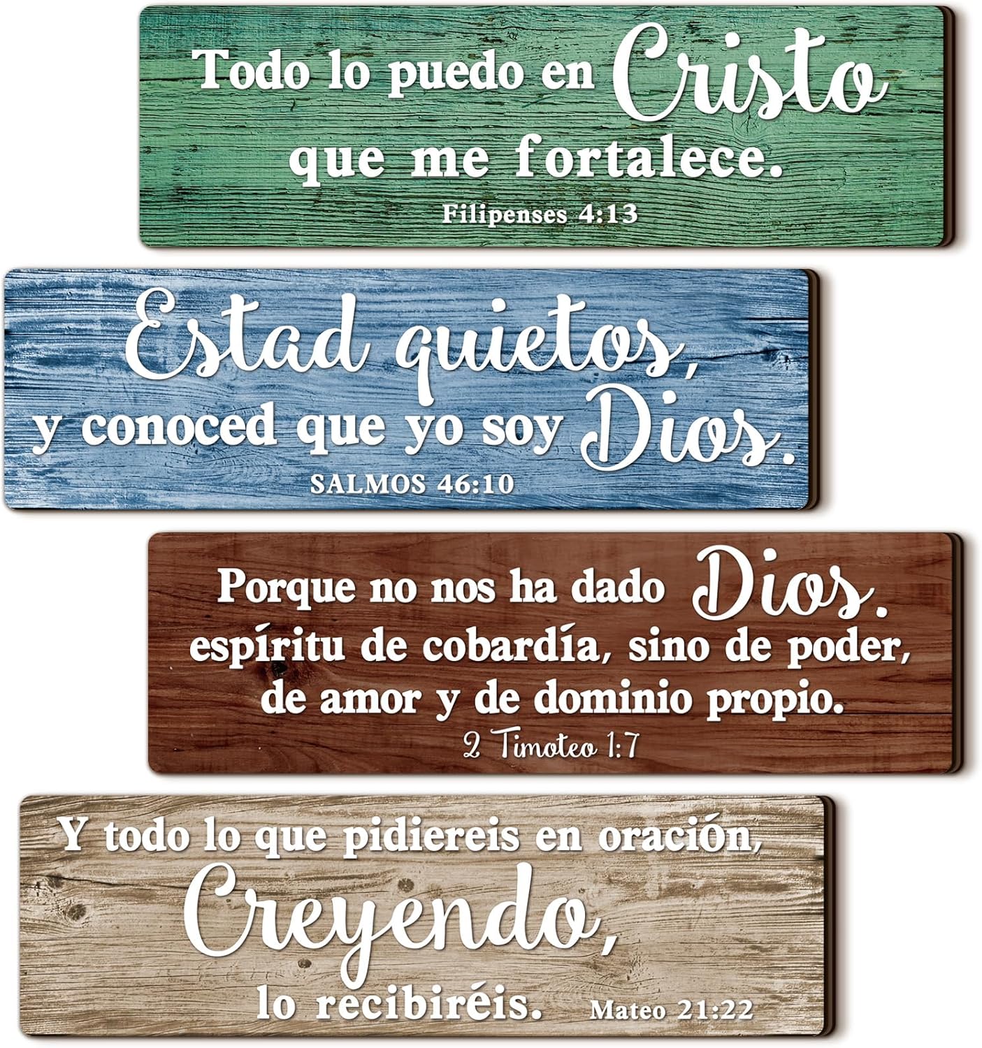 Amazon.com: Yousoontic 4 Pieces Spanish Bible Verses Wall Decor ...