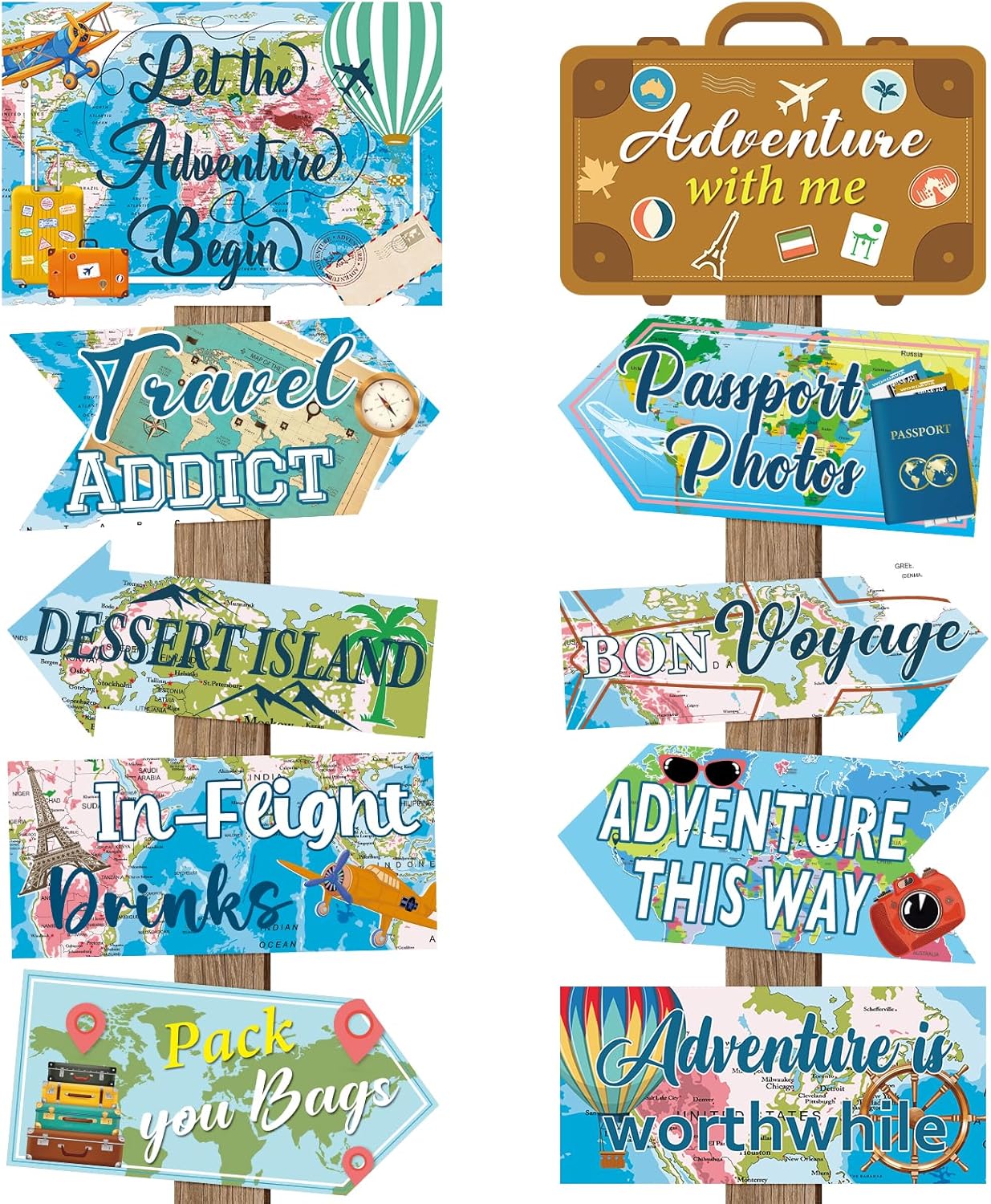 Amazon.com: 20 Pieces Travel Party Signs Travel Themed Party ...