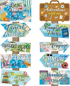 Amazon.com: 20 Pieces Travel Party Signs Travel Themed Party ...