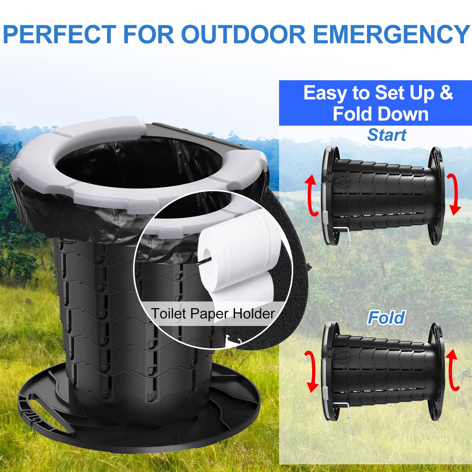 Snapklik.com : Portable Retractable Toilet Kit For Adults, Pop Up ...