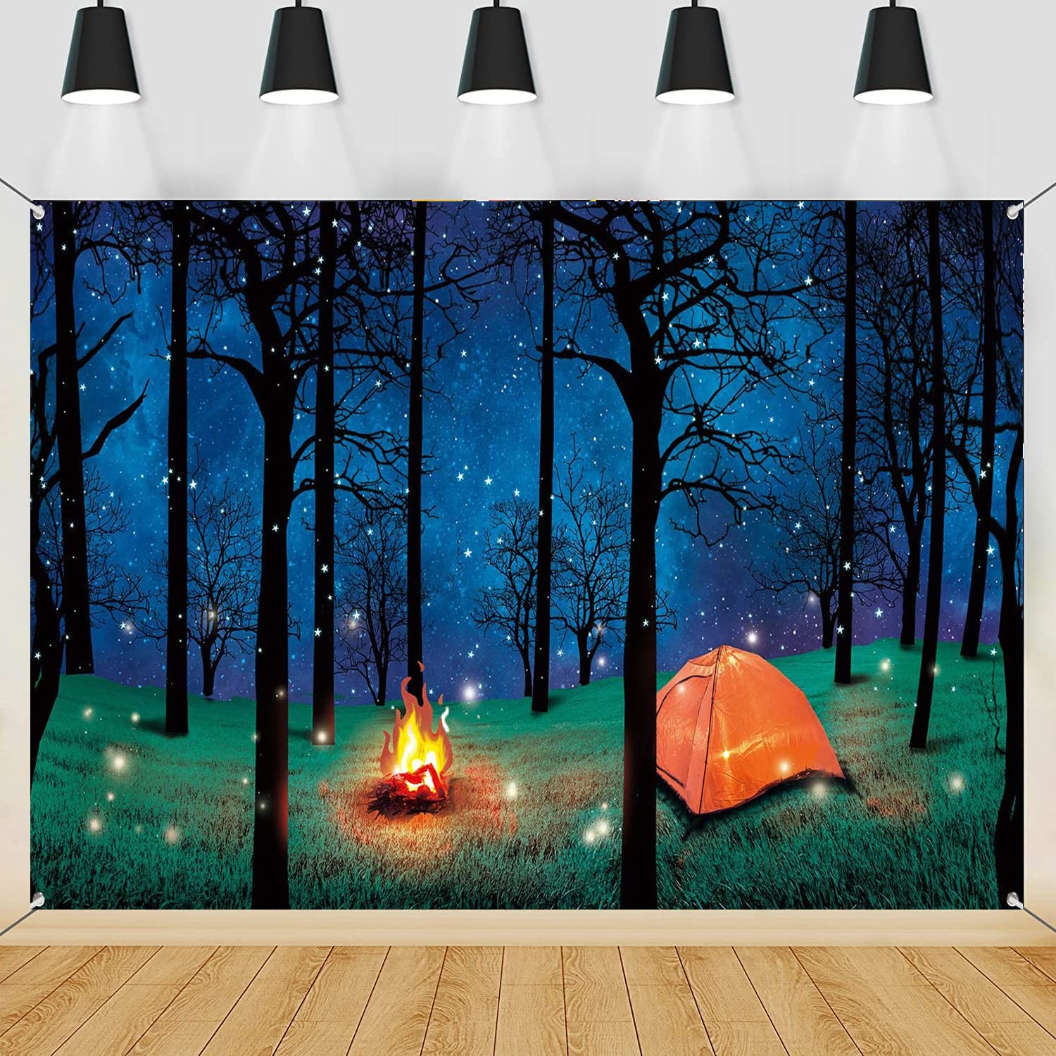 Amazon.com: Forest Scene Camping Backdrop Banner Camping Campfire ...