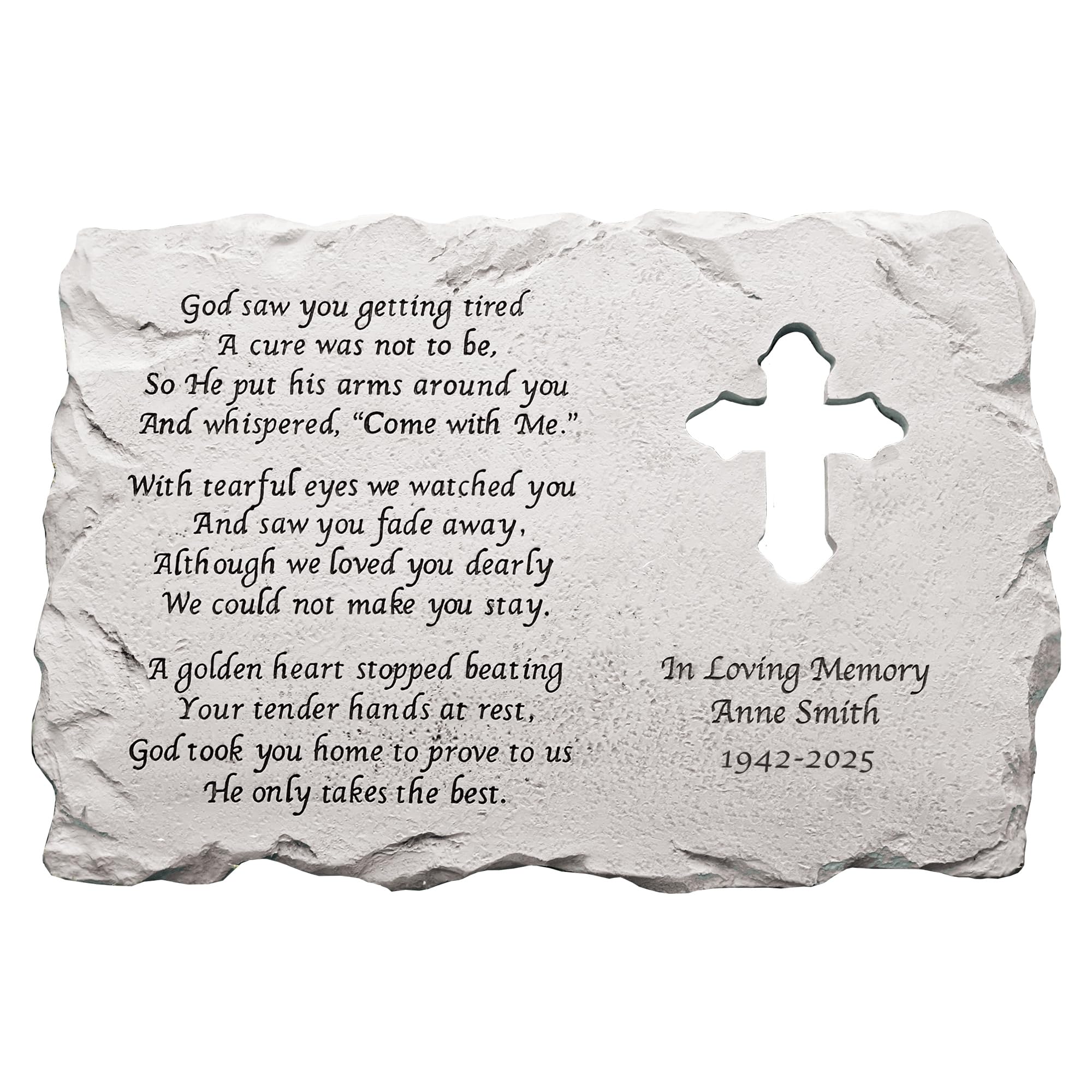 Amazon.com: Let's Make Memories Personalized Cross Memorial Stone ...