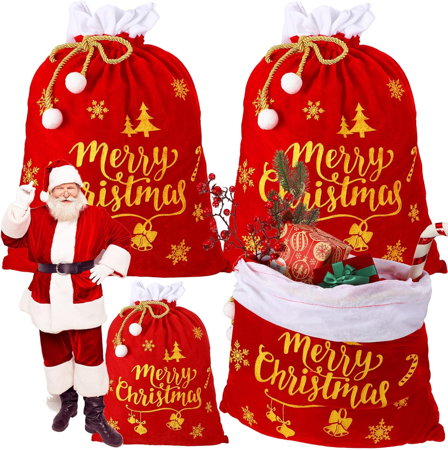 Amazon.com: Woanger 4 Pcs 20''x 28'' Extra Large Christmas Red Velvet ...