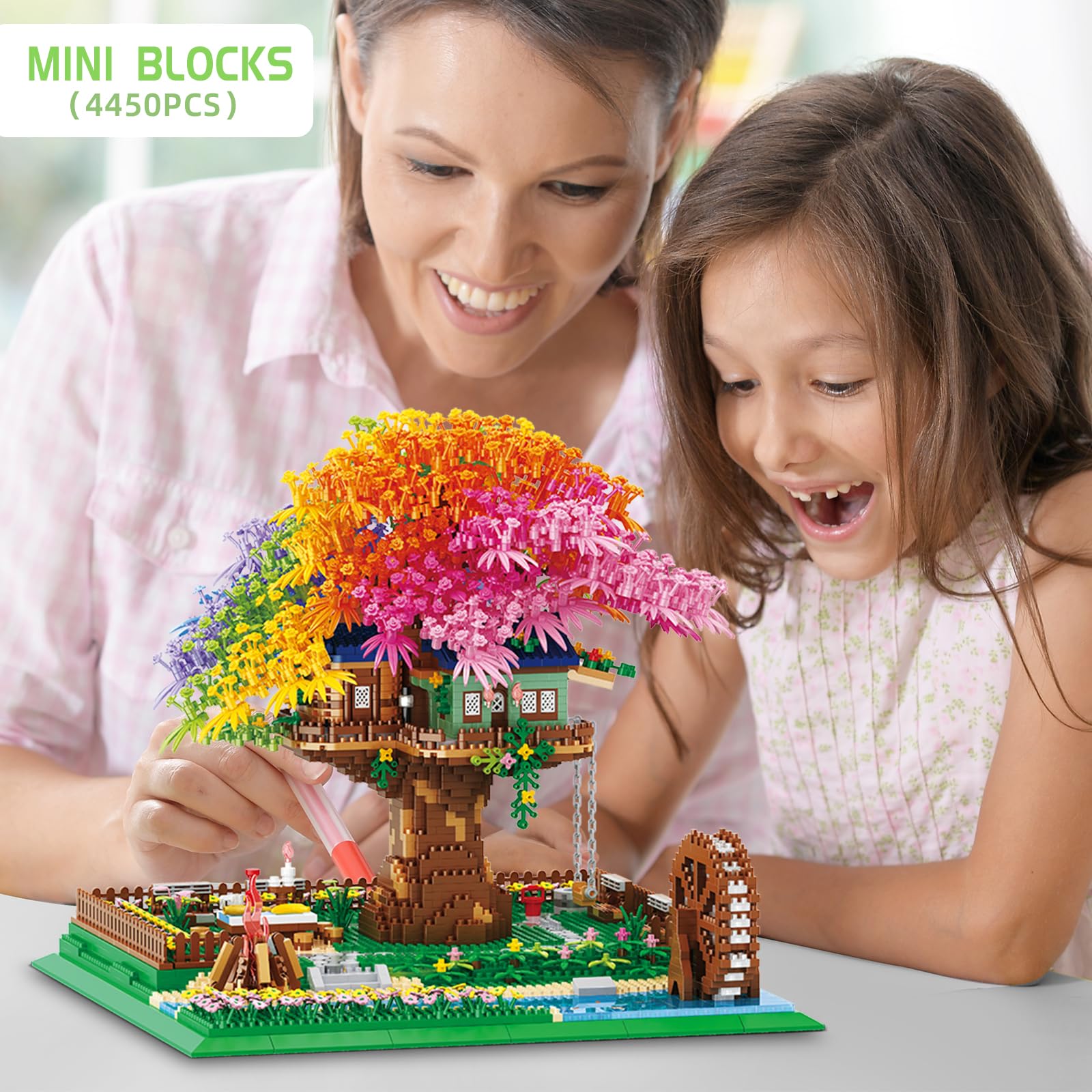 Architecture Rainbow Tree Building Block, Colorful Tree House Garden ...