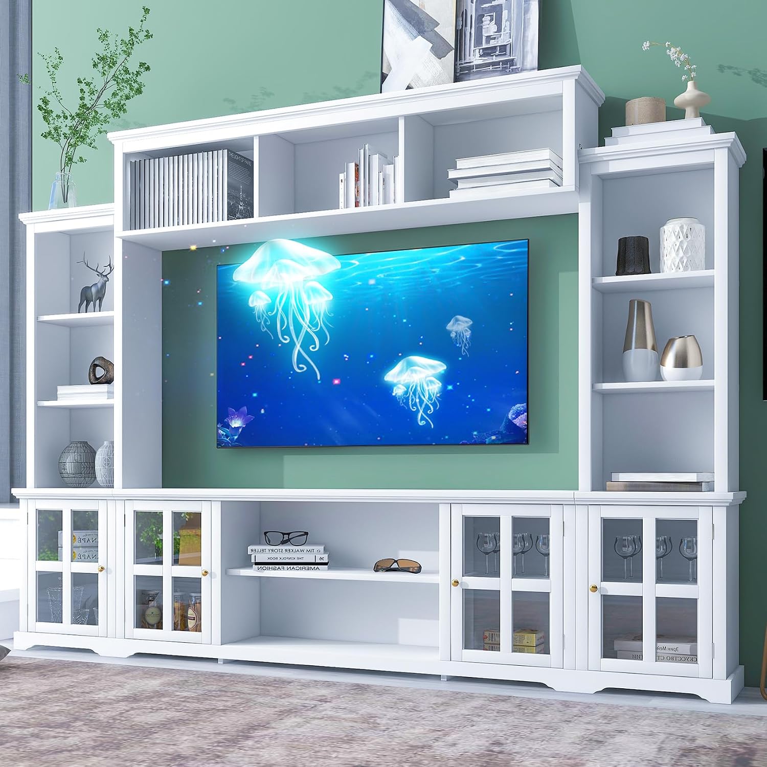 Amazon.com: Doredo Wall Unit Entertainment Center with Bookshelves ...
